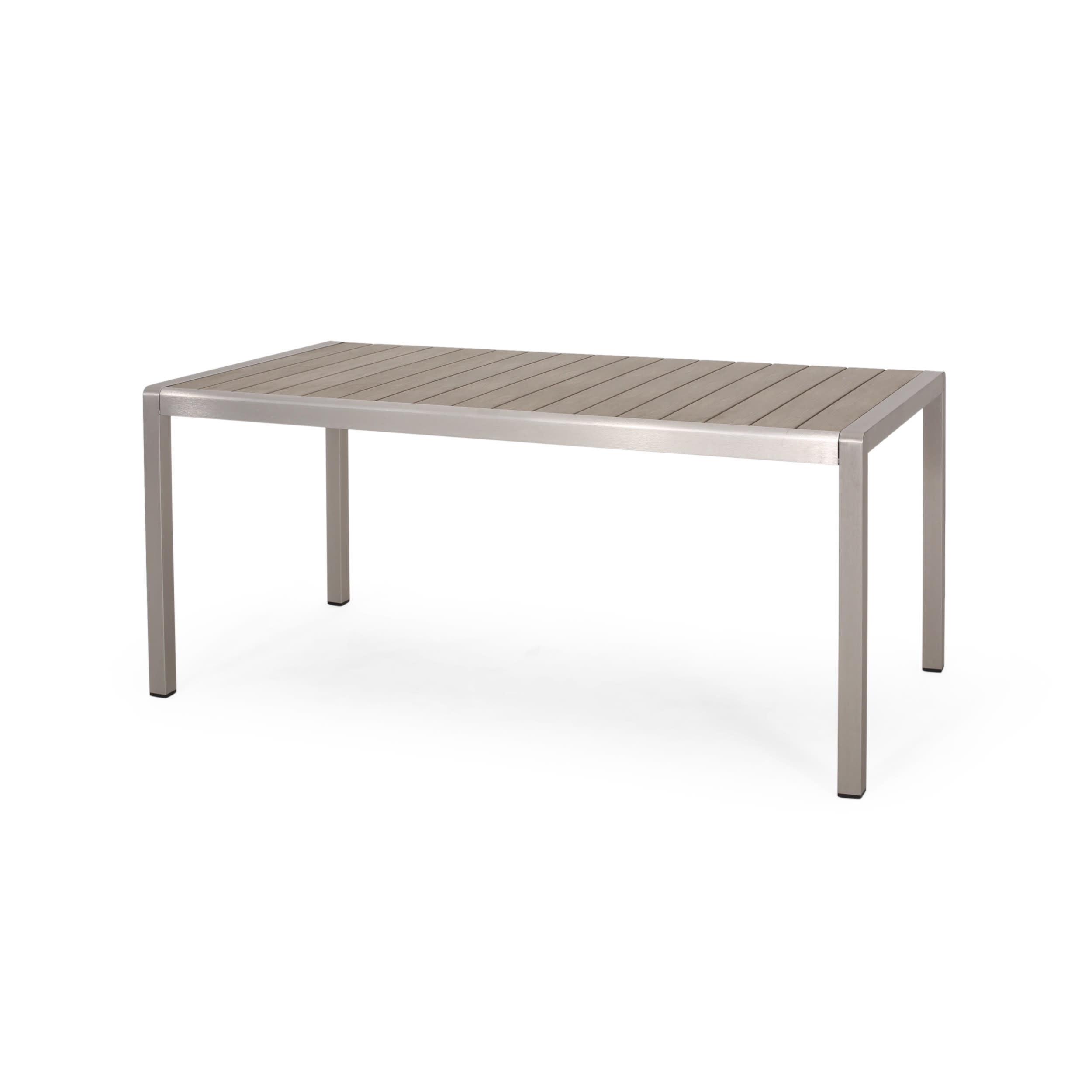 GDF Studio Crested Bay Outdoor Aluminum Dining Table with Faux Wood Top ...