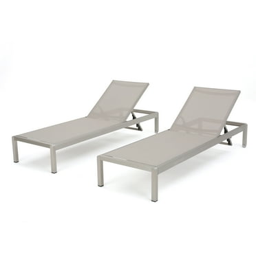 GDF Studio Mottetta Outdoor Mesh and Aluminum Armless Adjustable Chaise ...