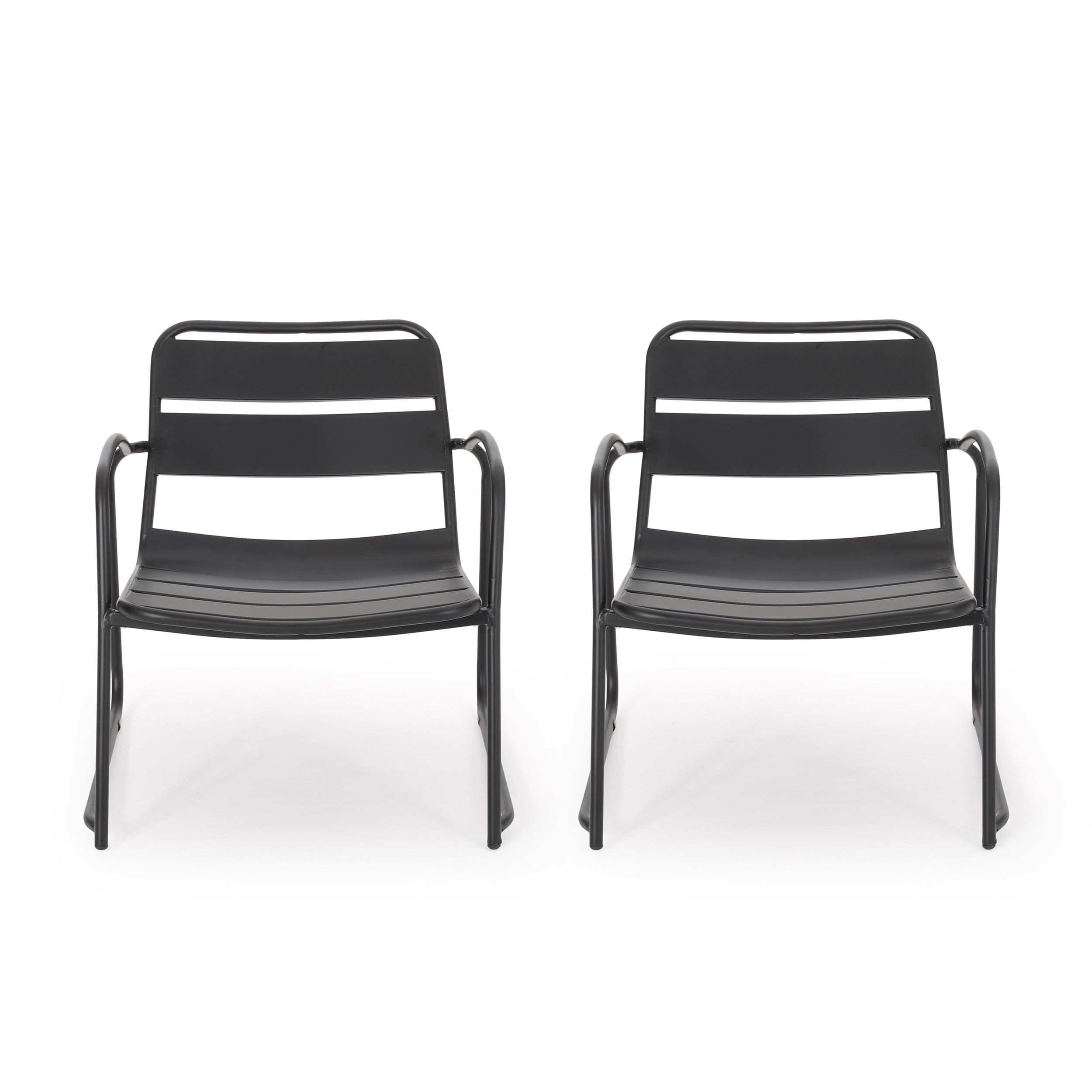 GDF Studio Crowningshield Outdoor Metal Accent Chairs, Set of 2, Matte ...