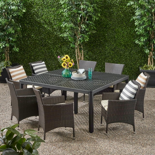 GDF Studio Dane Outdoor Patio Furniture: 8-Seater Rattan Dining Set ...