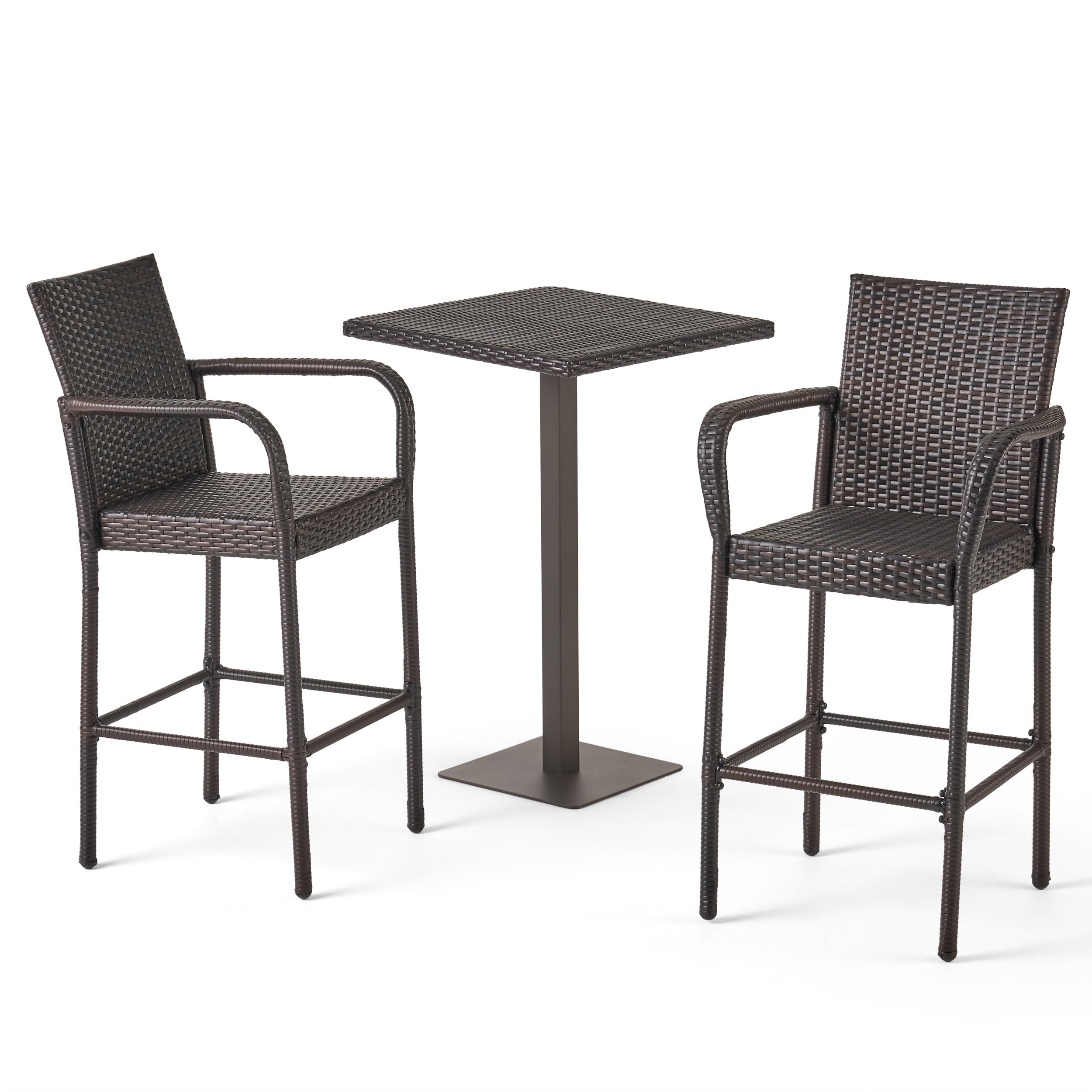 GDF Studio Delphi Outdoor Wicker 3 Piece Bar Set, Multibrown - Walmart.com