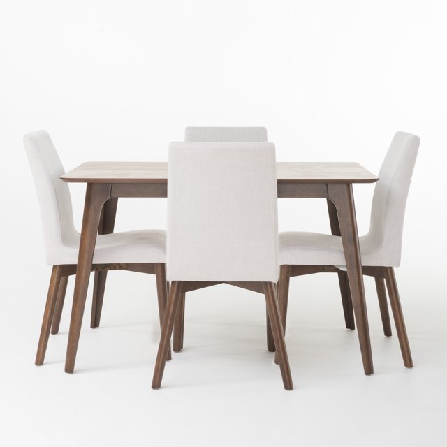 GDF Studio Demi Mid Century Modern Fabric Upholstered 5 Piece Dining ...