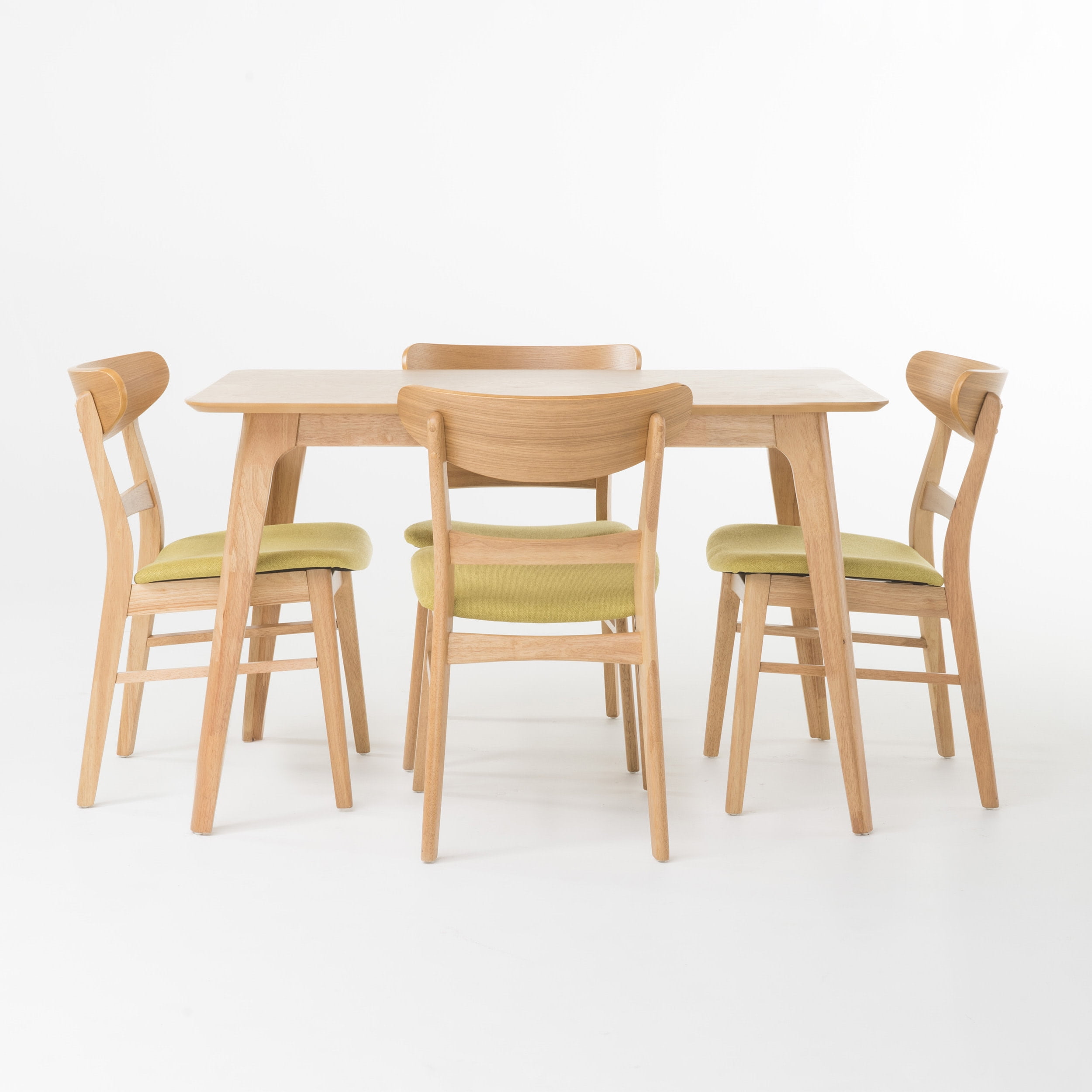 GDF Studio Dimick Mid Century Modern Fabric Upholstered Wood 5 Piece ...