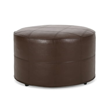 Noble House Derring Faux Leather Large Ottoman, Cognac Brown - Walmart.com