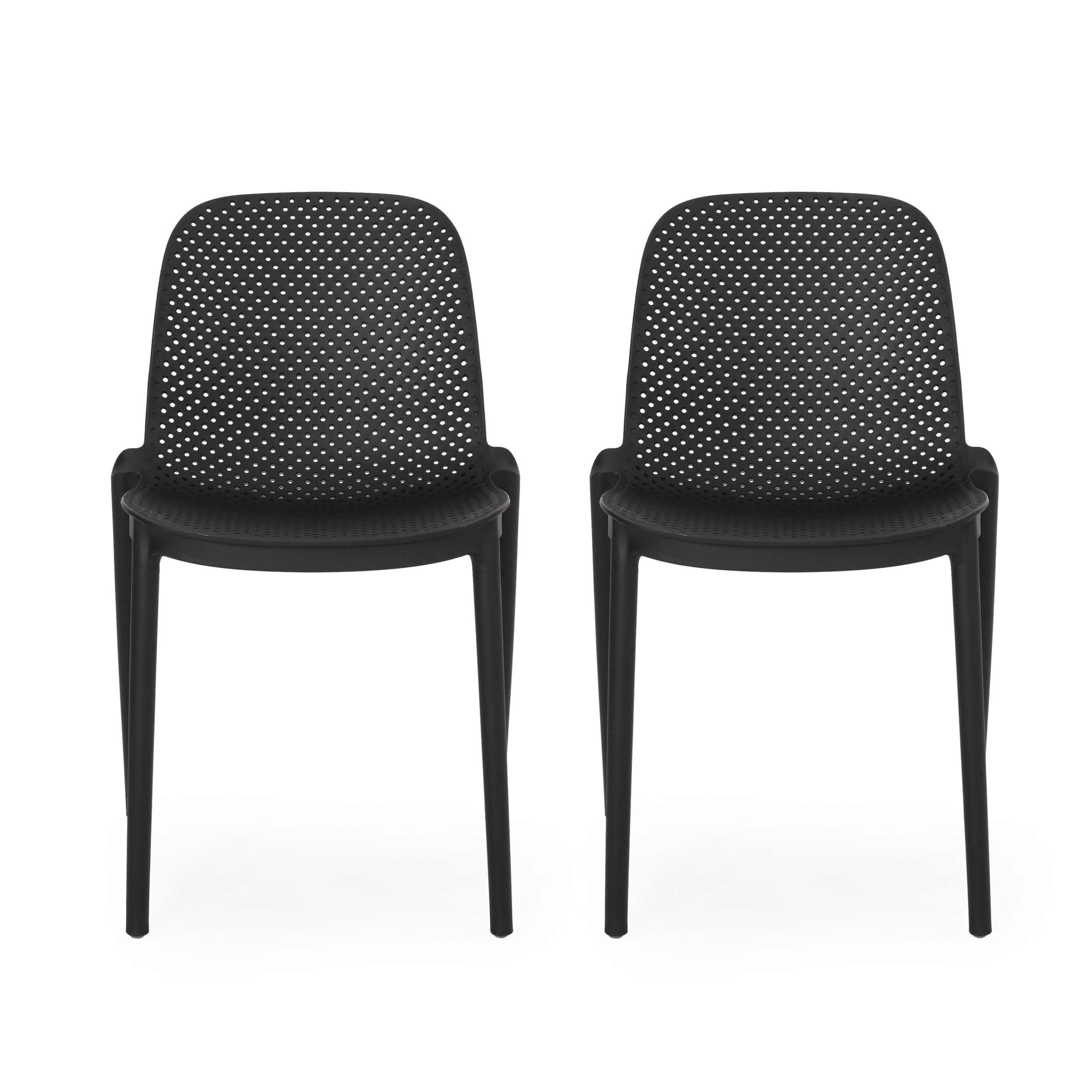 GDF Studio Edenton Outdoor Modern Stacking Dining Chairs, Set of 2 ...