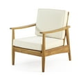 GDF Studio Emmry Outdoor Acacia Wood Club Chair, Teak and Beige ...