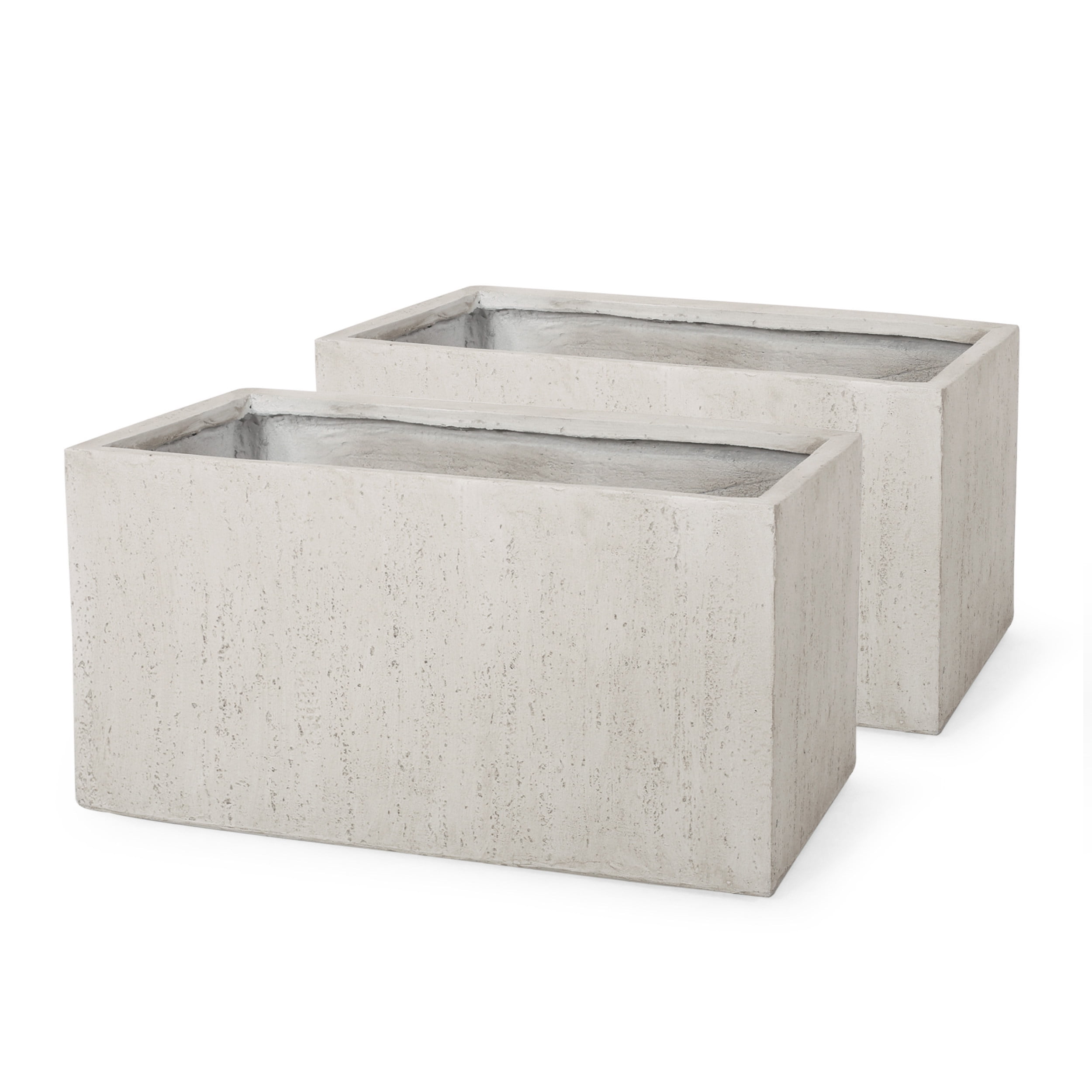 GDF Studio Fardeen Outdoor Modern Cast Stone Rectangular Planters for ...