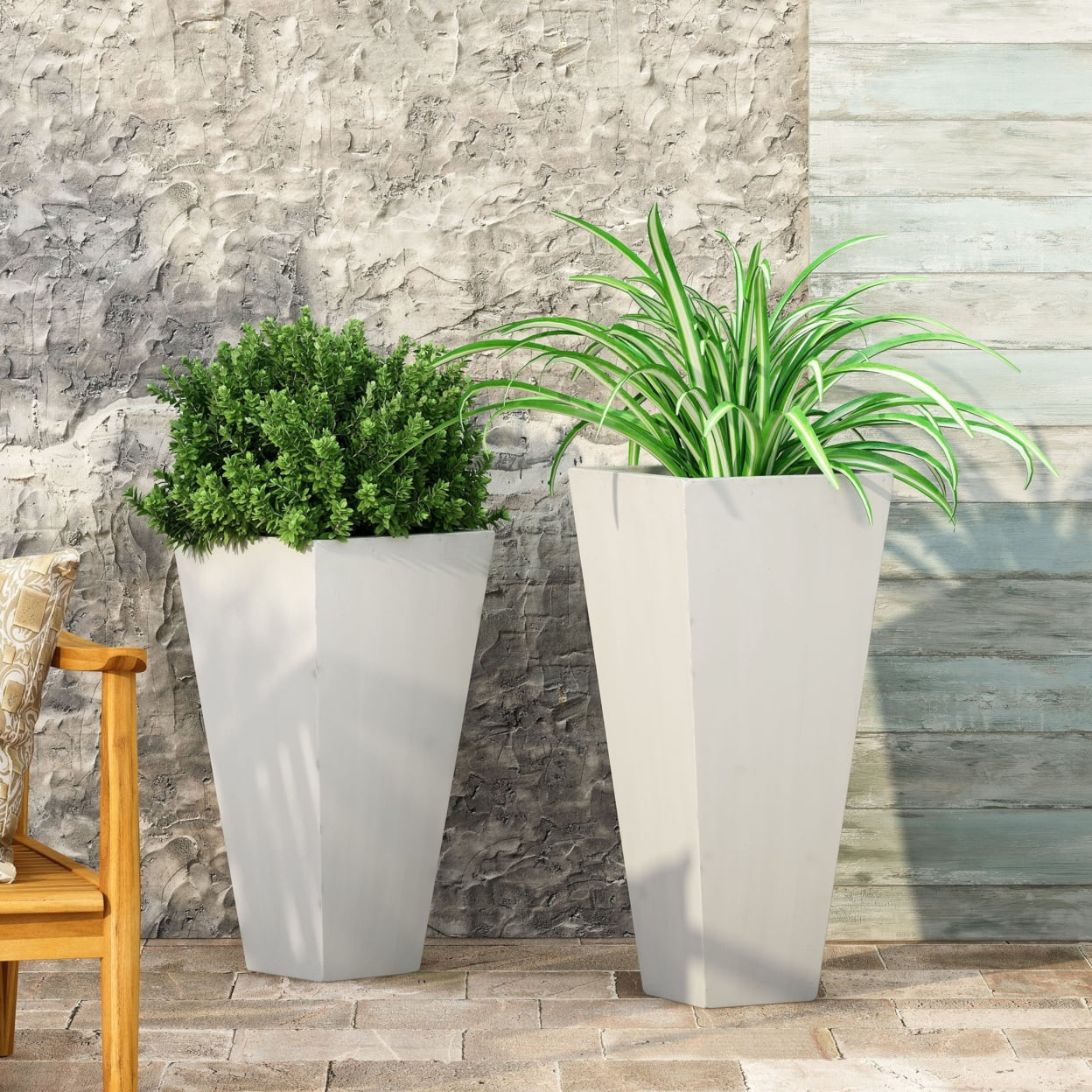 GDF Studio Fardeen Outdoor Modern Medium and Small Cast Stone Planter ...