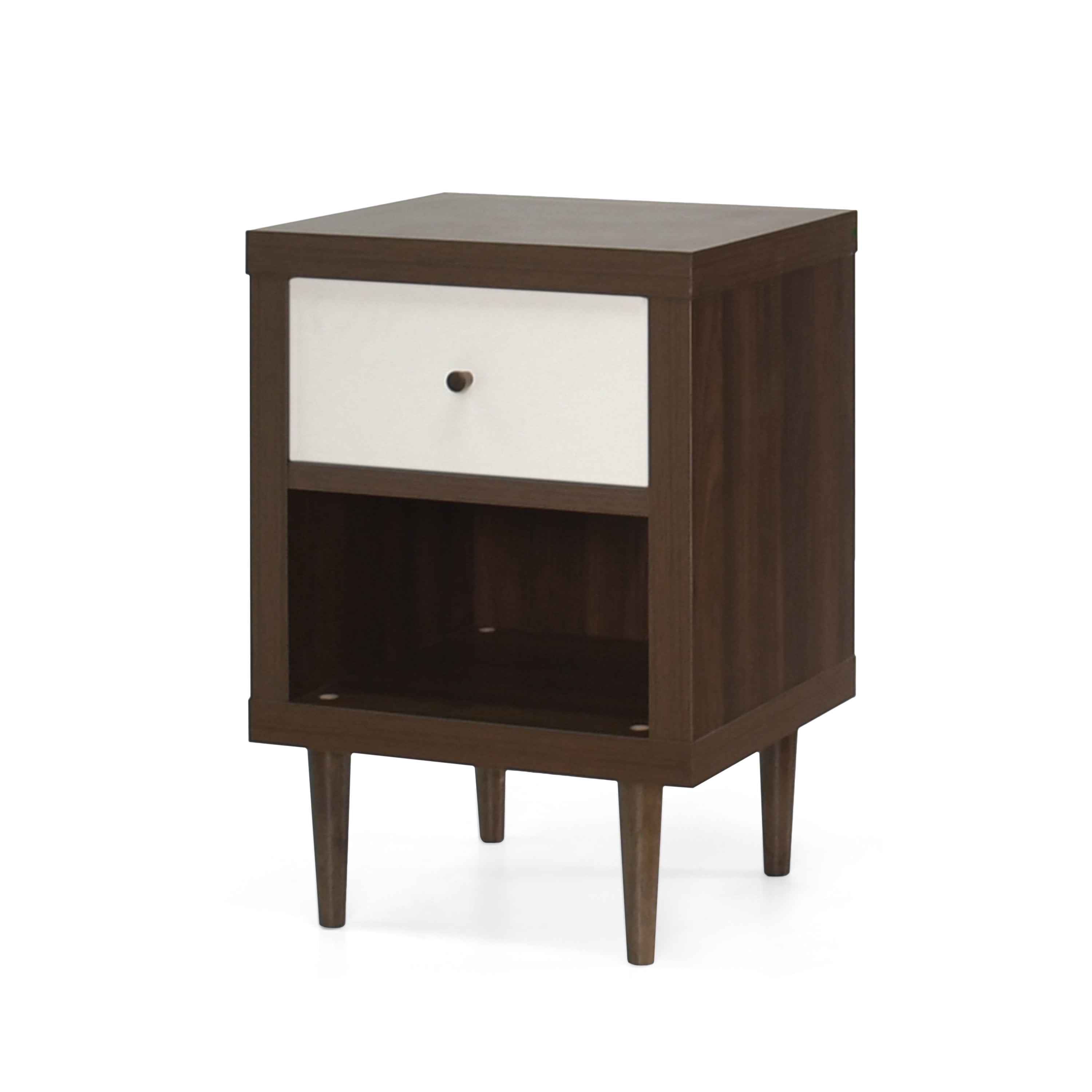 GDF Studio Farhart Faux Wood Single Drawer Nightstand, Walnut, Single ...