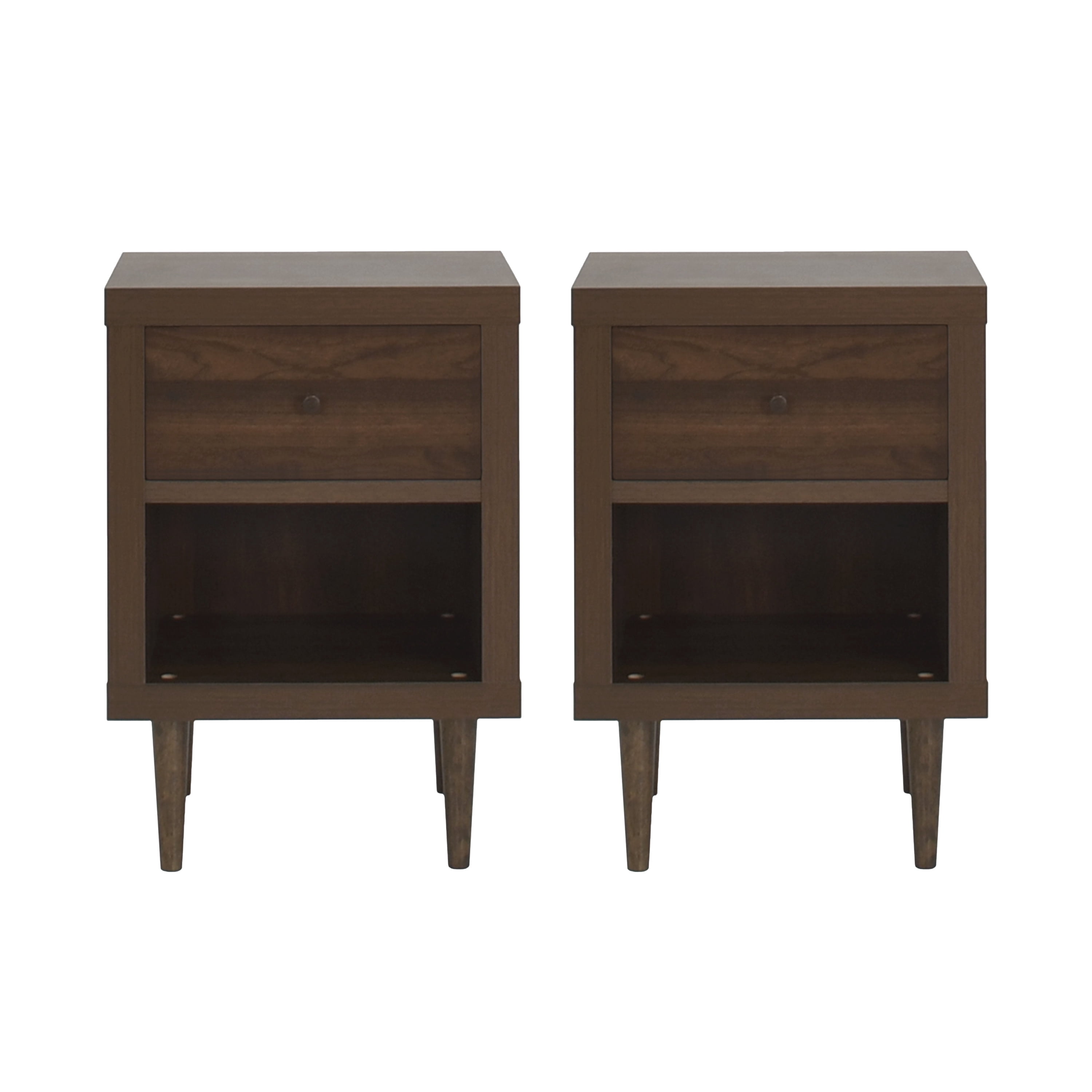 GDF Studio Farhart Faux Wood Single Drawer Nightstand, Walnut, White ...