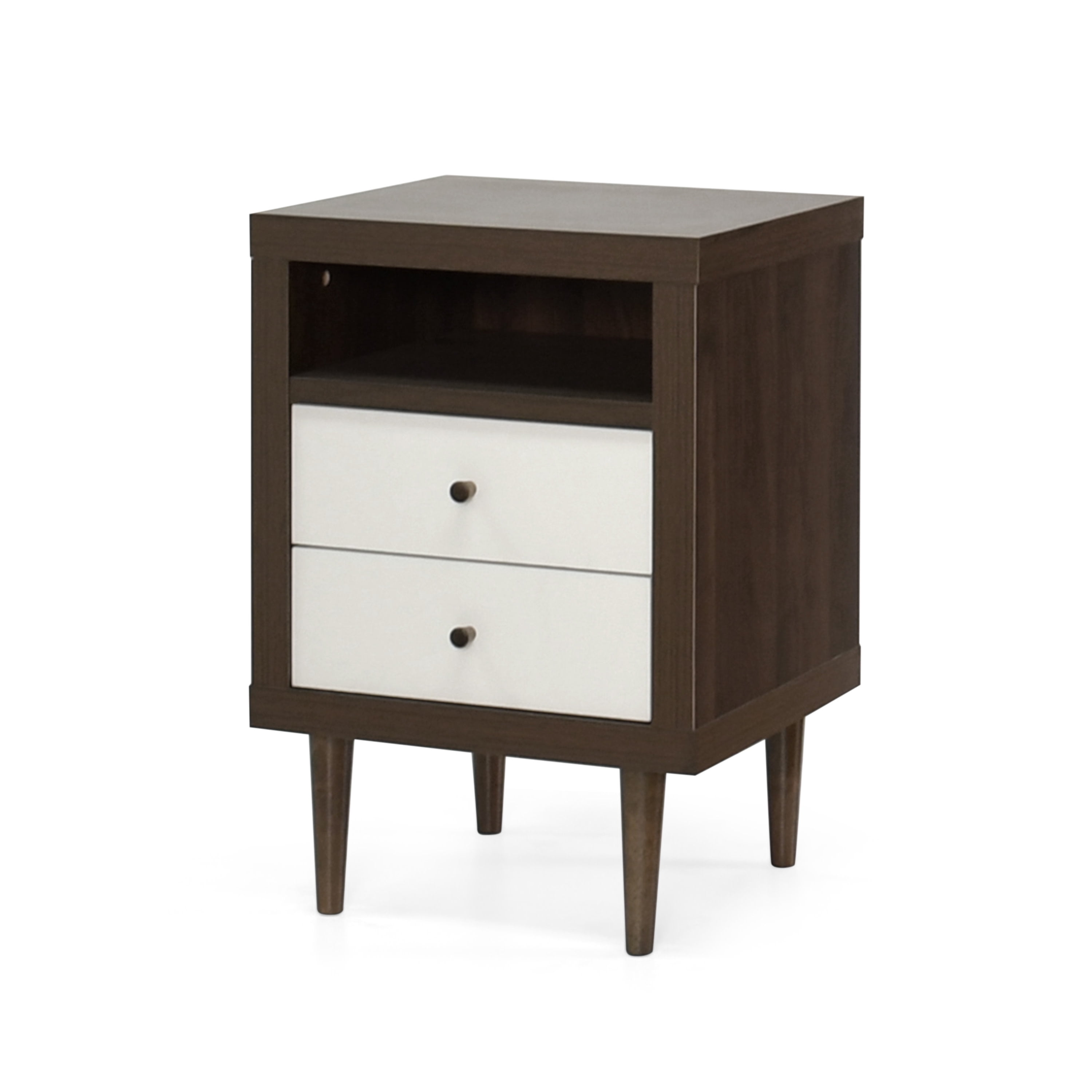 GDF Studio Farhart Mid Century Modern Faux Wood 2 Drawer Nightstand ...