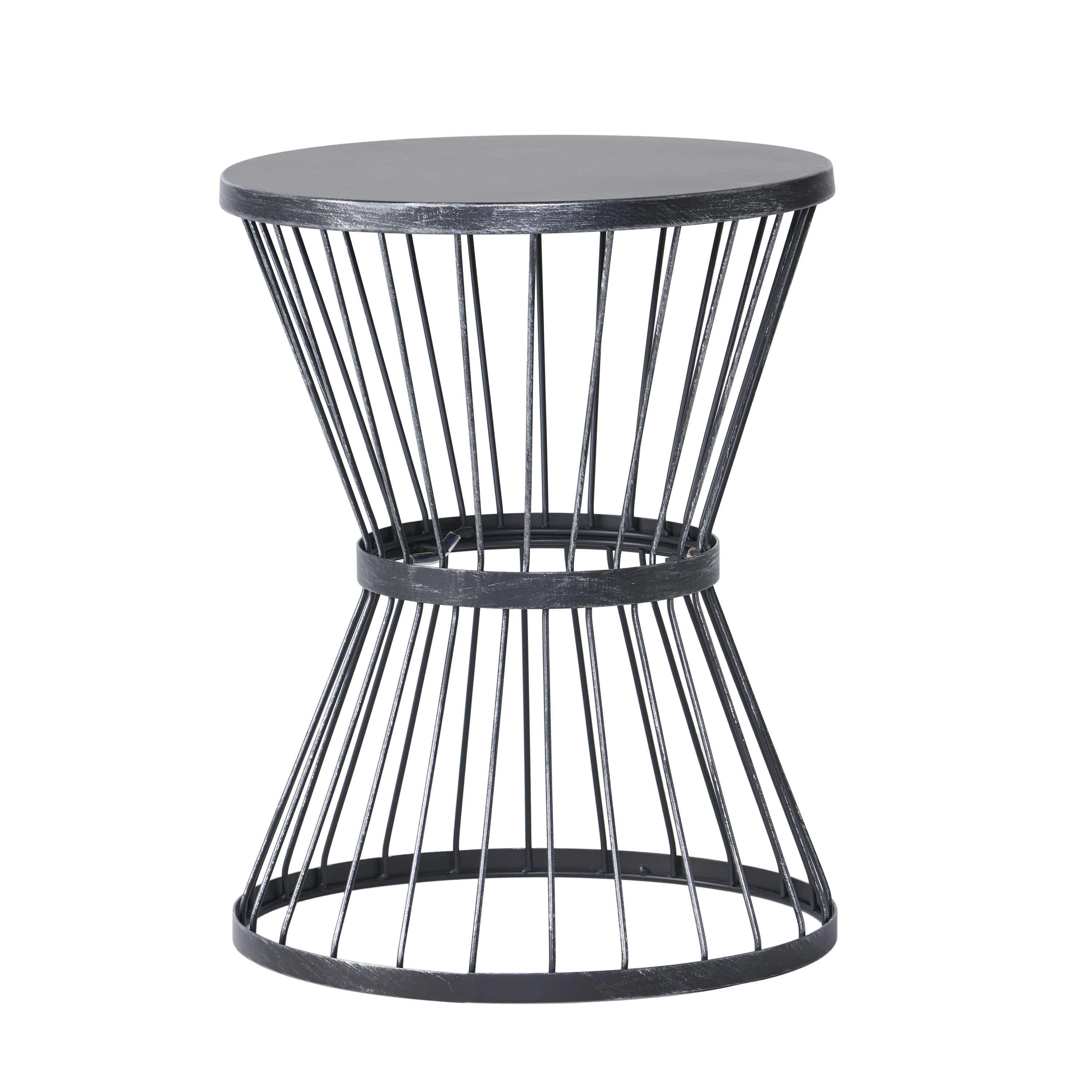 GDF Studio Fern Outdoor Patio Round Iron Garden Accent Side Table Matte Black 16 Inch Walmart