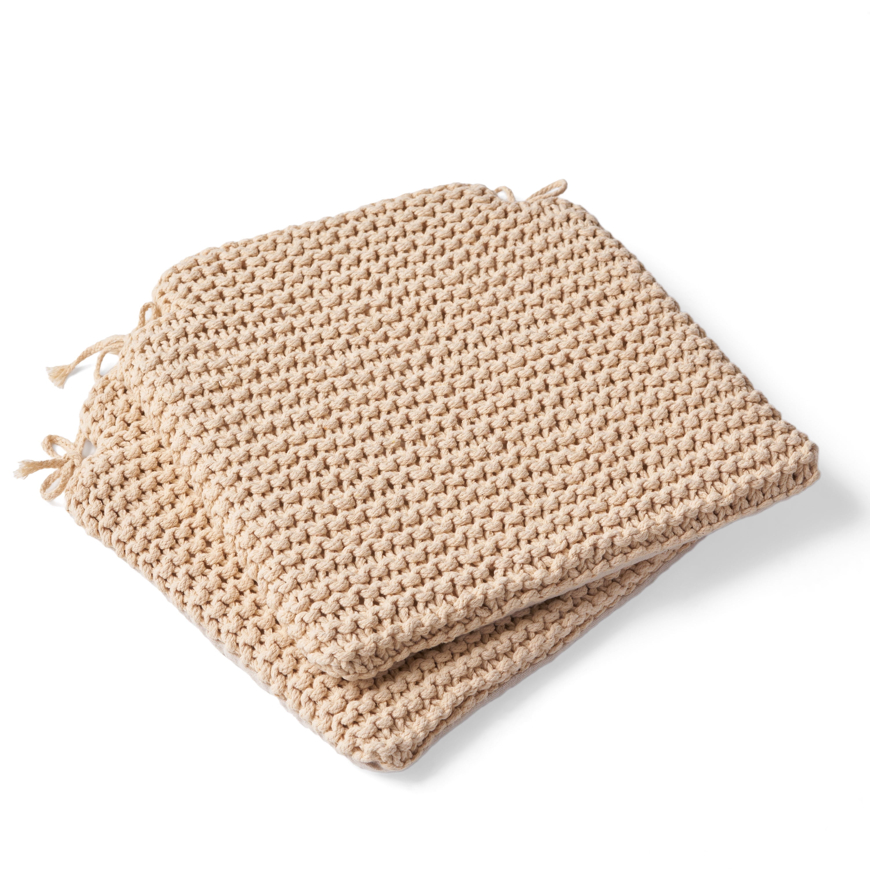 GDF Studio Frank Modern Knitted Cotton Seat Cushion, Beige, Set of 2 ...