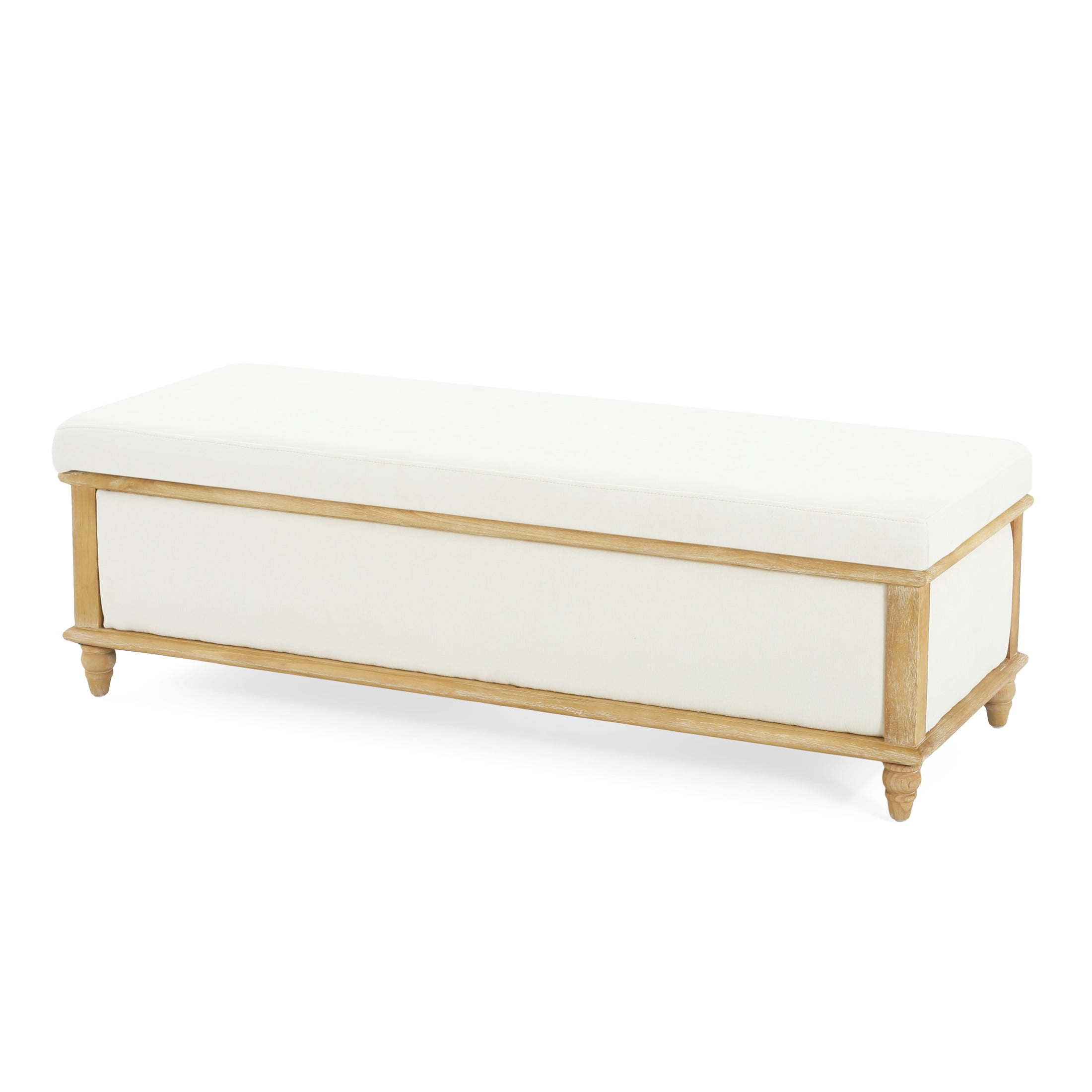 GDF Studio French Country Fabric Storage Ottoman Bench with Weathered ...