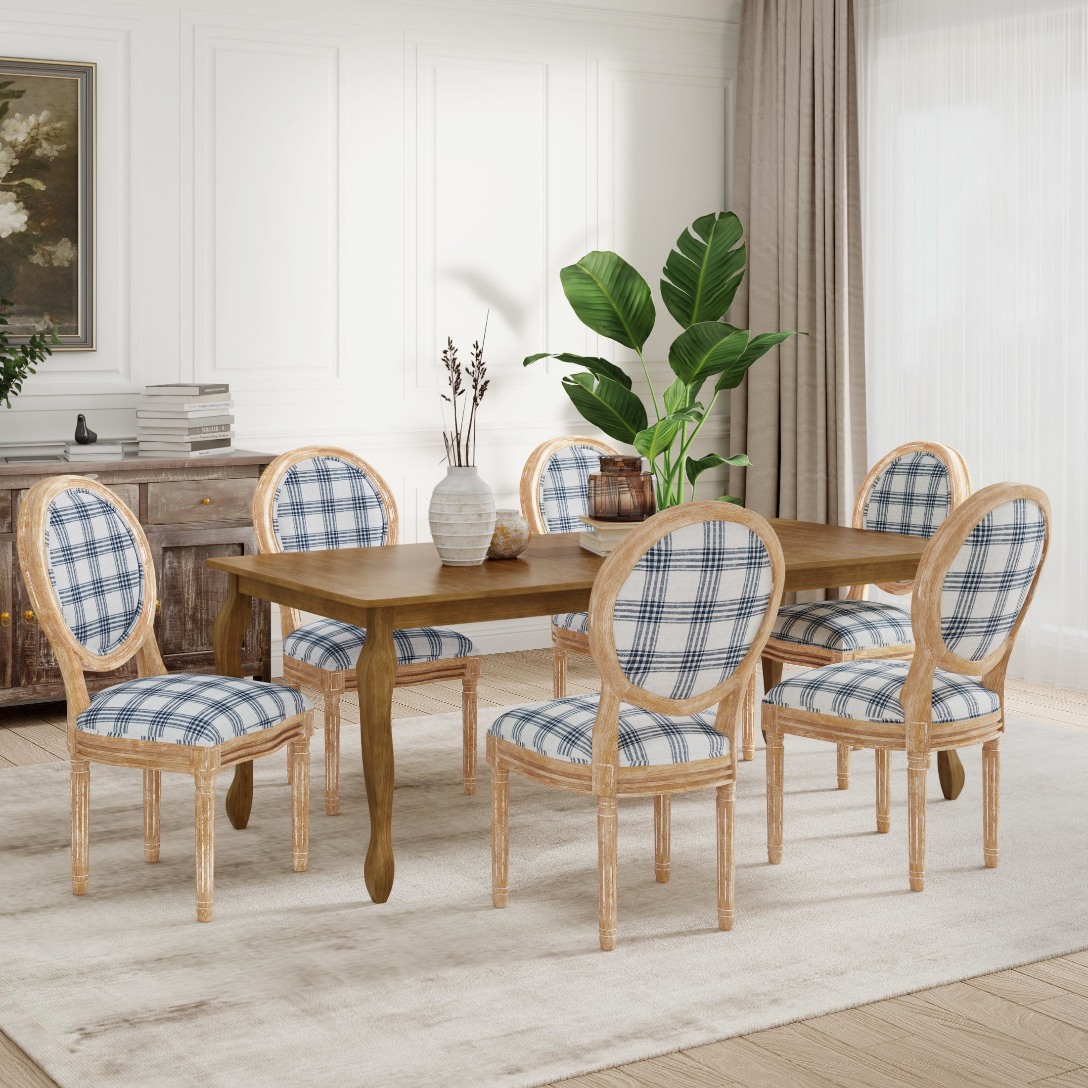 GDF Studio French Country-Inspired 7-Piece Dining Set, 80" Rectangle ...