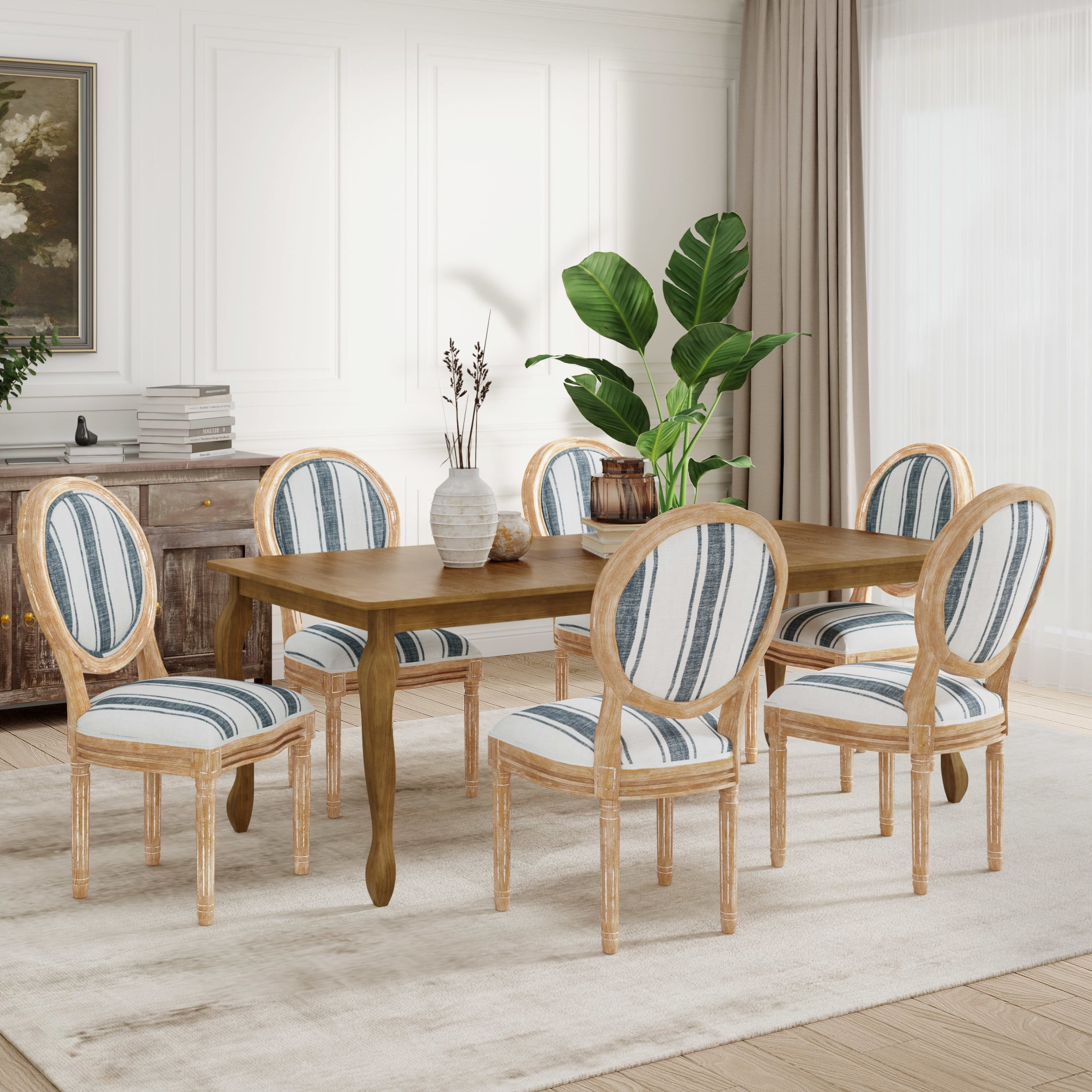 GDF Studio French Country-Inspired 7-Piece Dining Set, 80" Rectangle ...