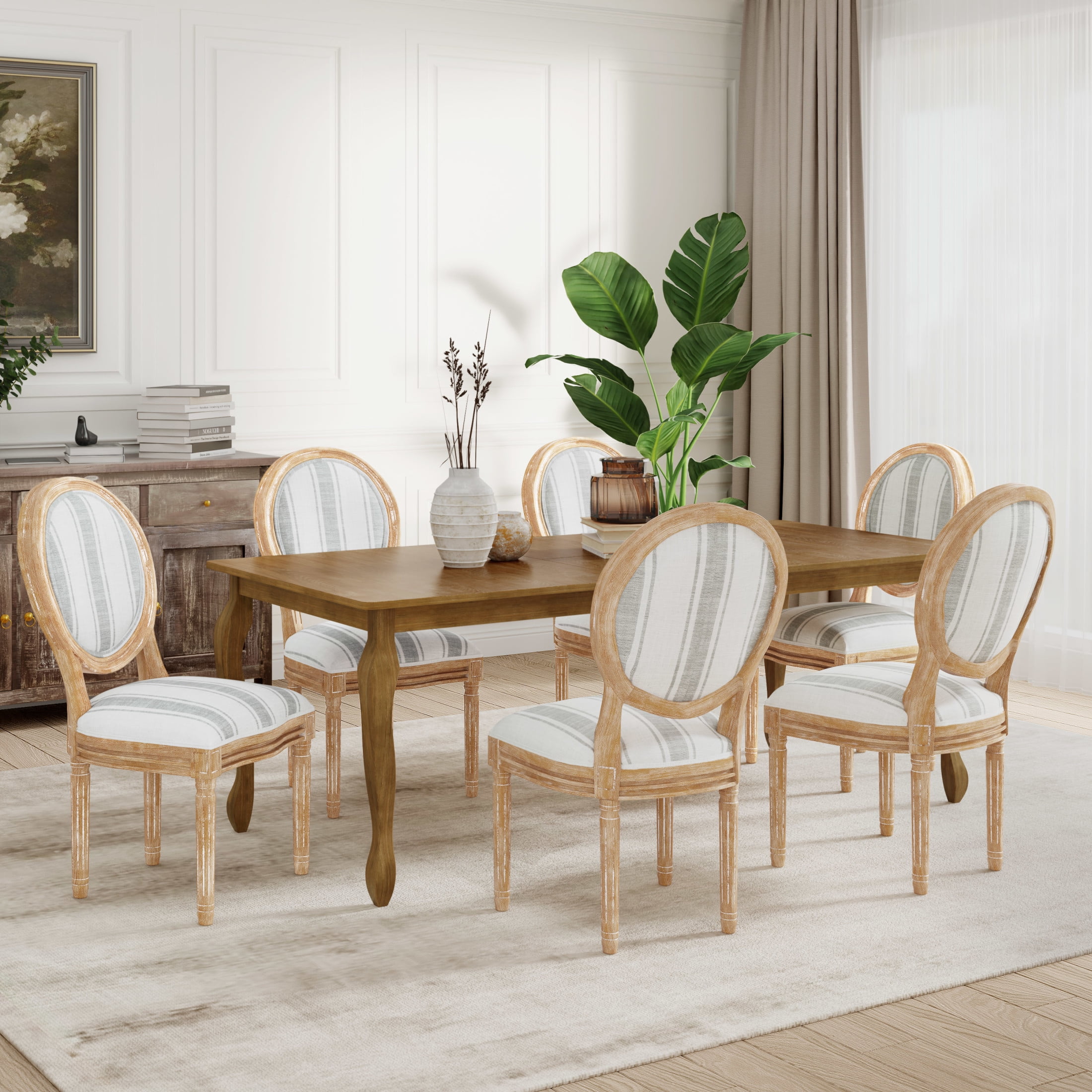 GDF Studio French Country-Inspired 7-Piece Dining Set, 80" Rectangle ...