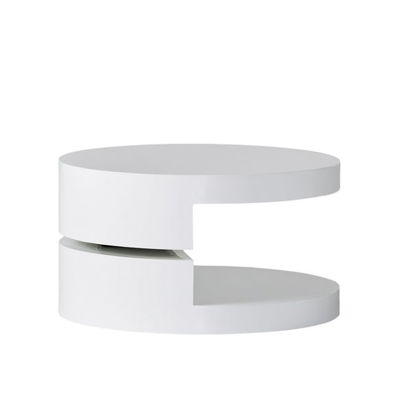 GDF Studio Genoa Modern Small Rotating Coffee Table, Glossy White ...