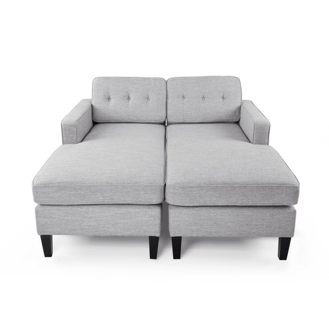 GDF Studio Grace Contemporary Fabric Tufted Double Chaise Lounge, Light ...