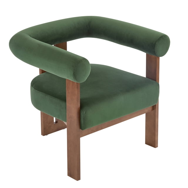 GDF Studio Green Velvet Accent Armchair with Unique Three-Legged Base ...