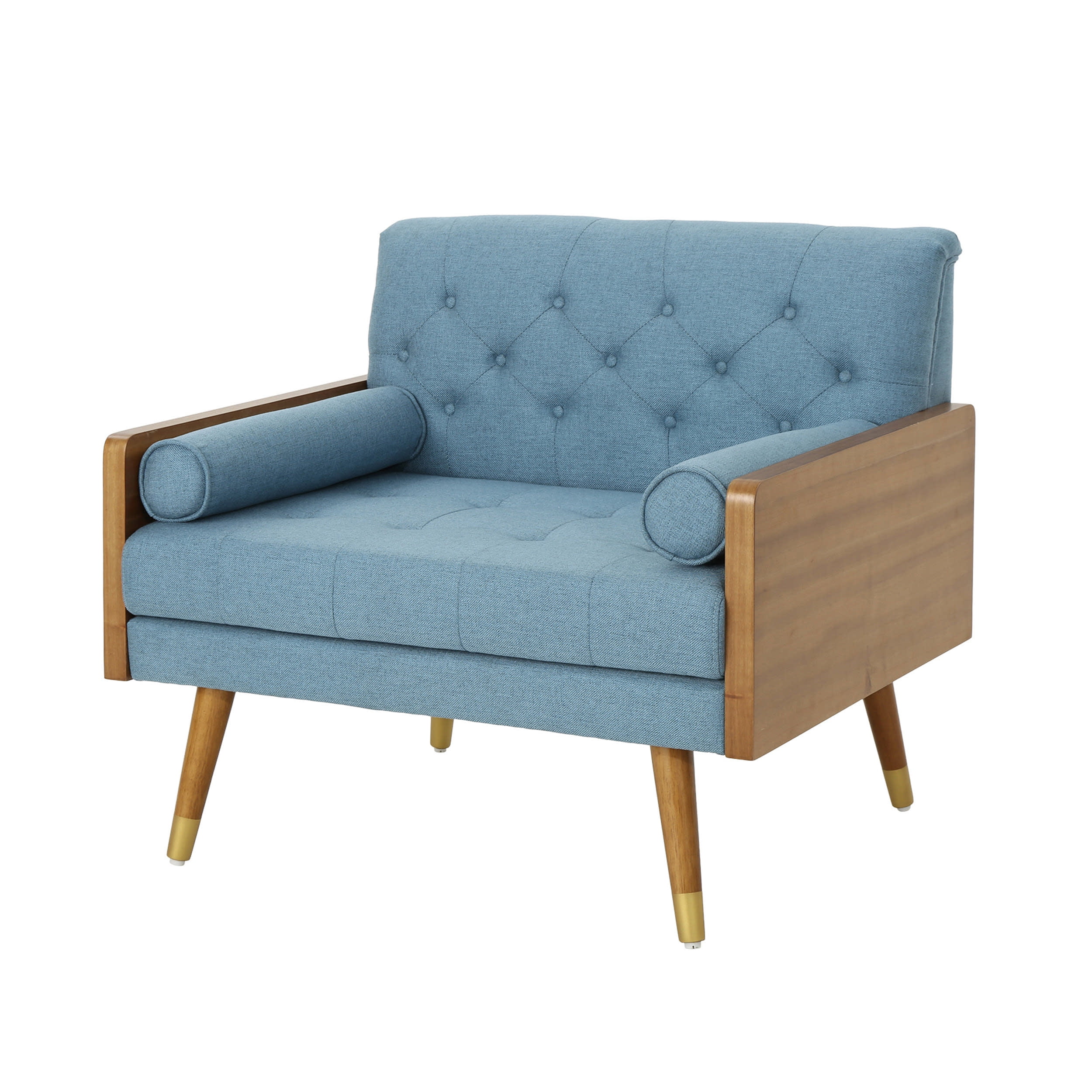 GDF Studio Greta Mid Century Modern Fabric Club Chair, Blue - Walmart.com