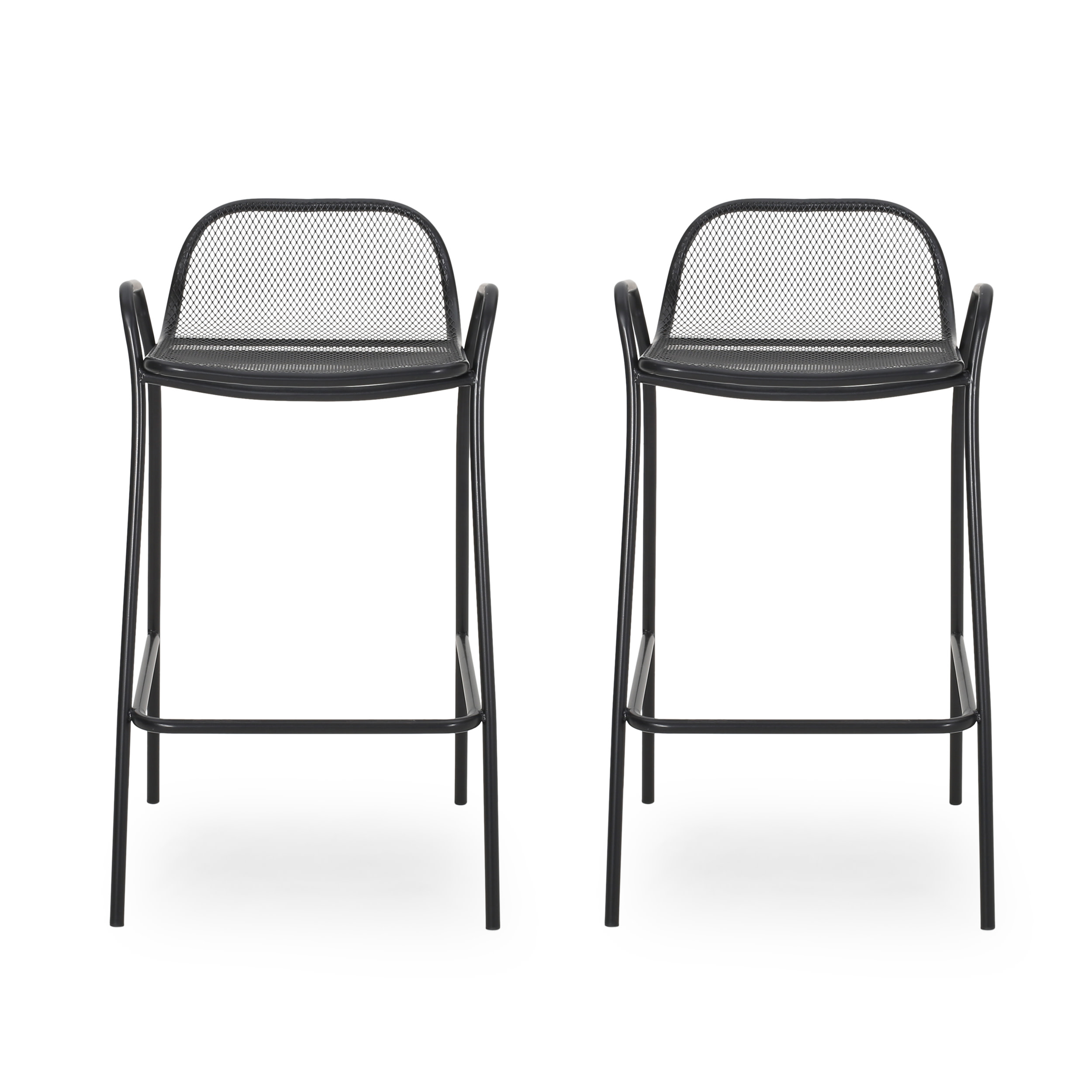 GDF Studio Grissom Outdoor Metal Mesh 29 Inch Barstools, Set of 2 ...