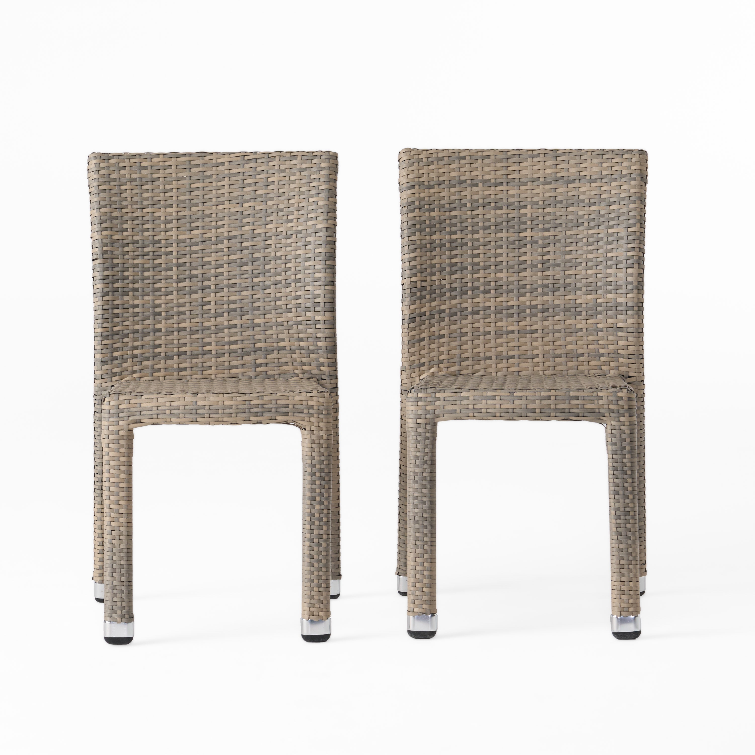 GDF Studio Haddan Outdoor Wicker Stacking Dining Chairs, Set of 2 ...