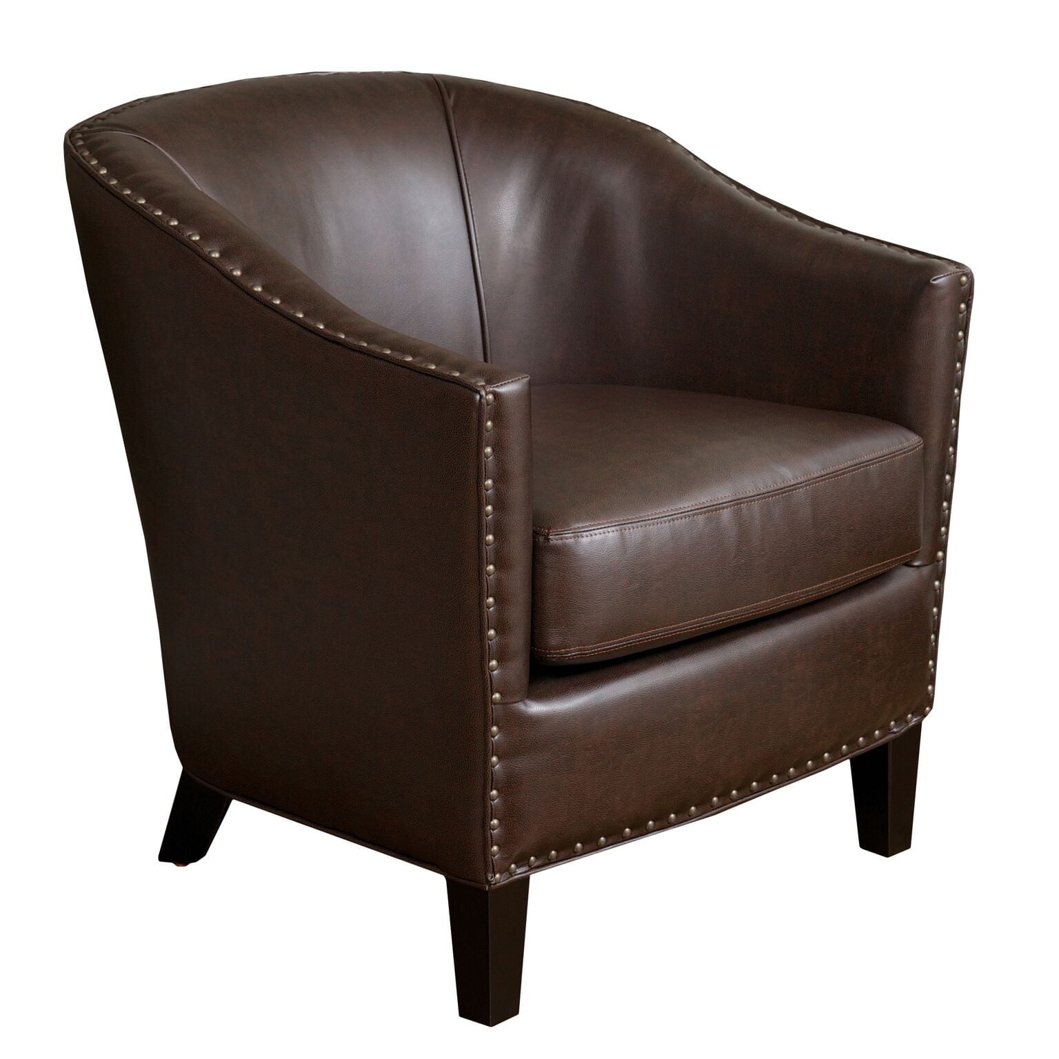 GDF Studio Hawthorne Modern Accent Club Chair, Brown Bonded Leather ...