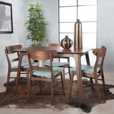GDF Studio Leora Solid Finish Contemporary 5 Piece Dining Set, Light ...