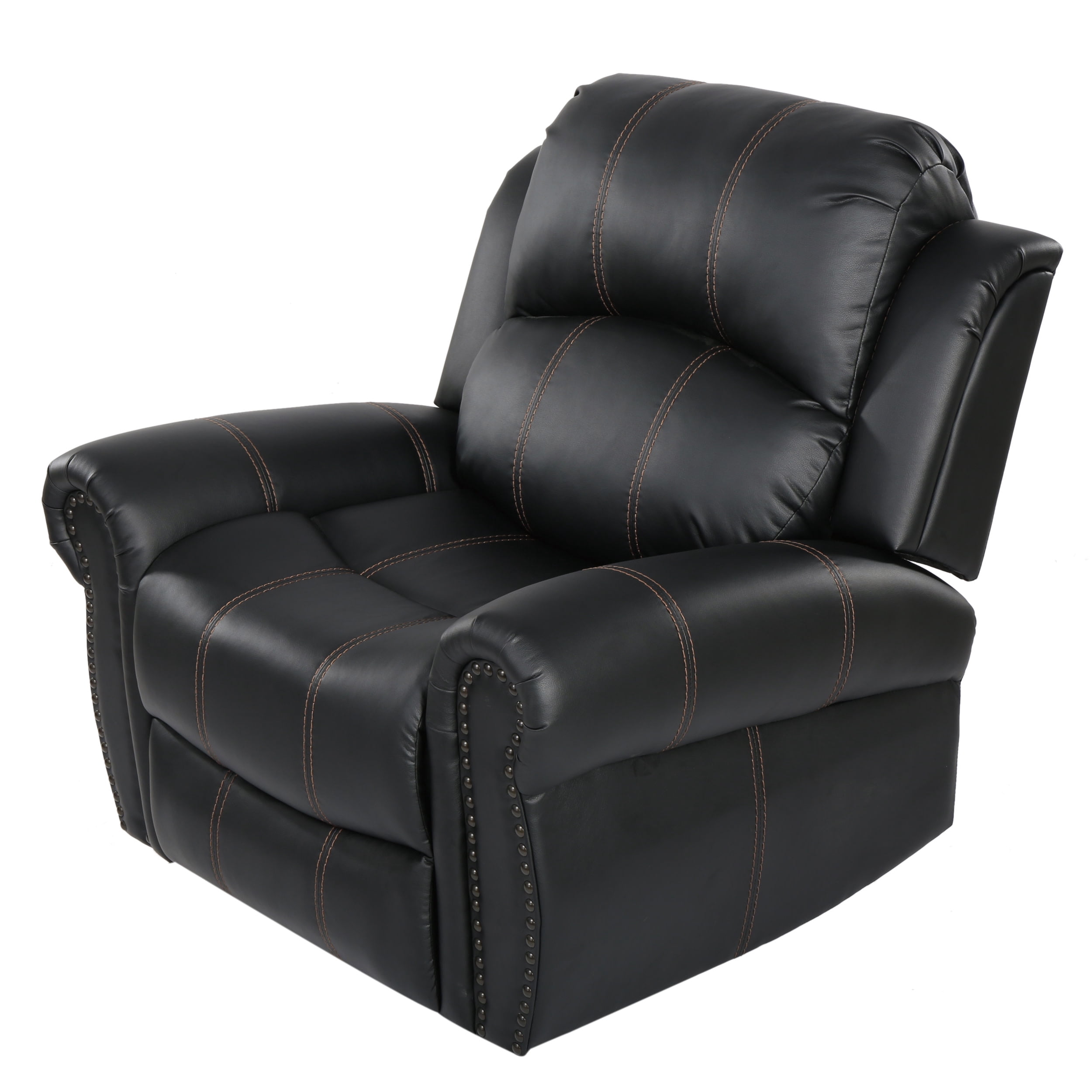 GDF Studio Hetel Contemporary Upholstered Gliding Recliner, Black Faux ...