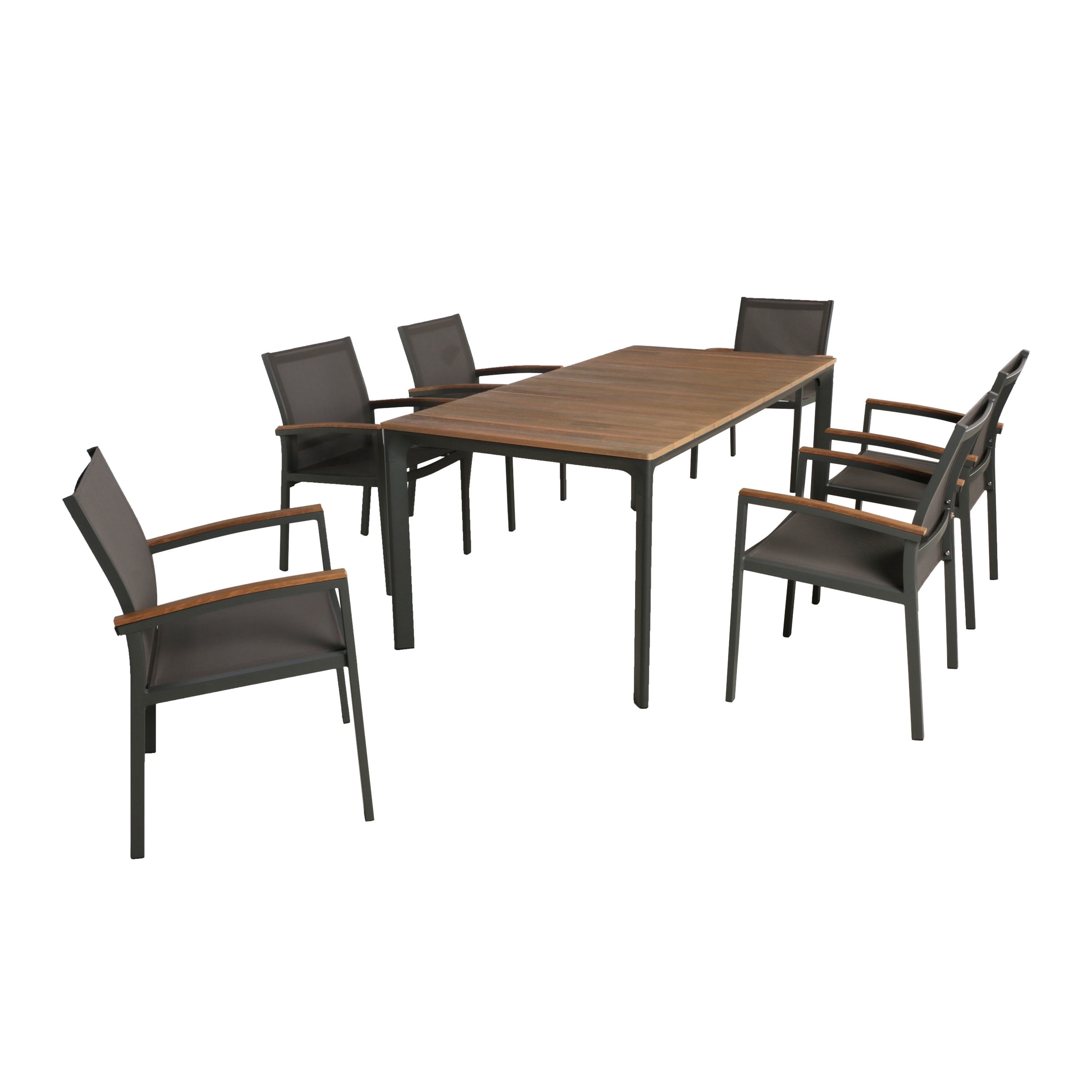 GDF Studio Huxley Outdoor Aluminum 7 Piece Dining Set with Wood ...