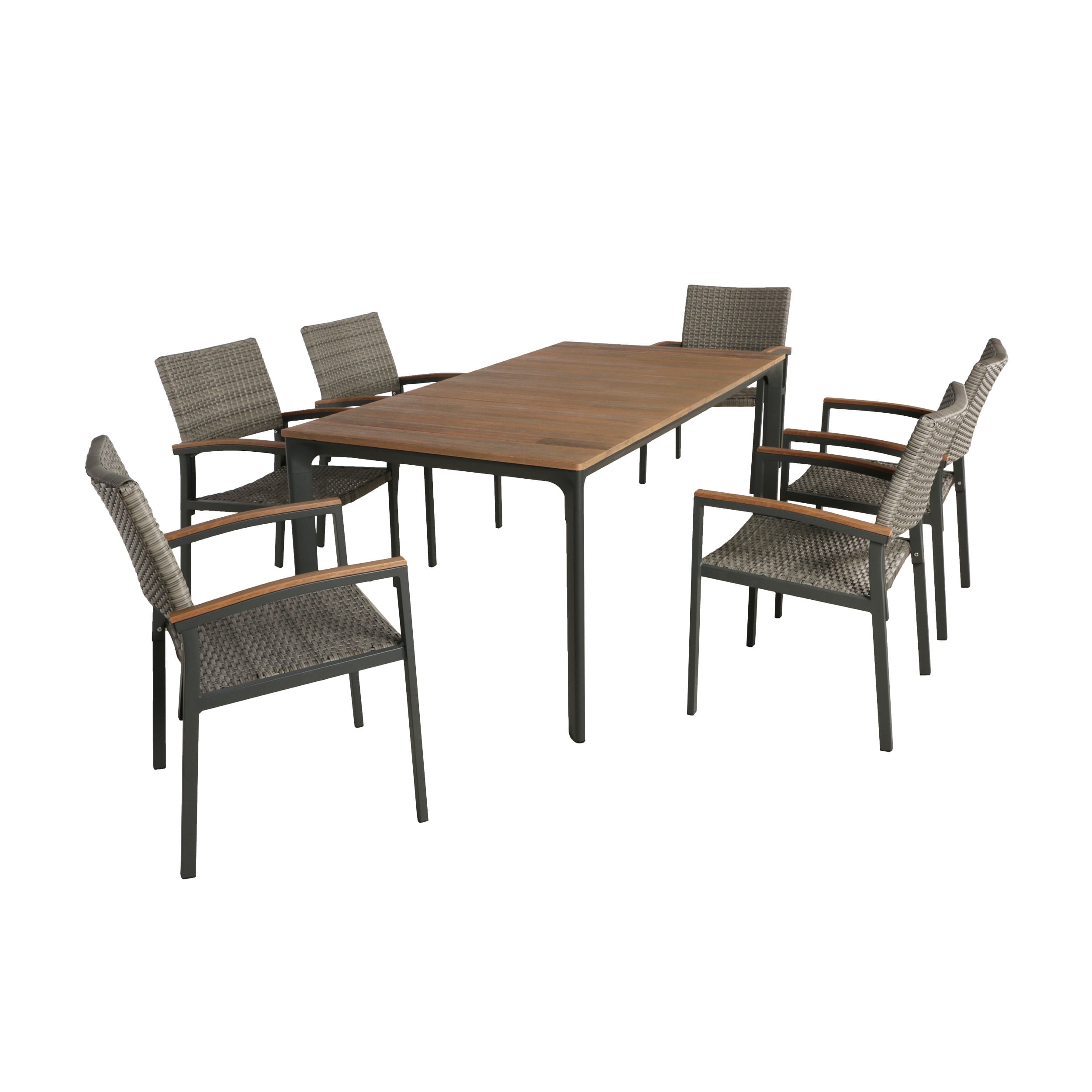 GDF Studio Huxley Outdoor Aluminum 7 Piece Dining Set with Wood ...