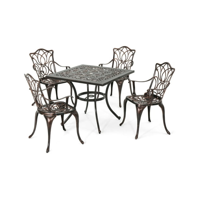 GDF Studio Jake Outdoor Patio Furniture: 5 Piece Square Dining Set ...