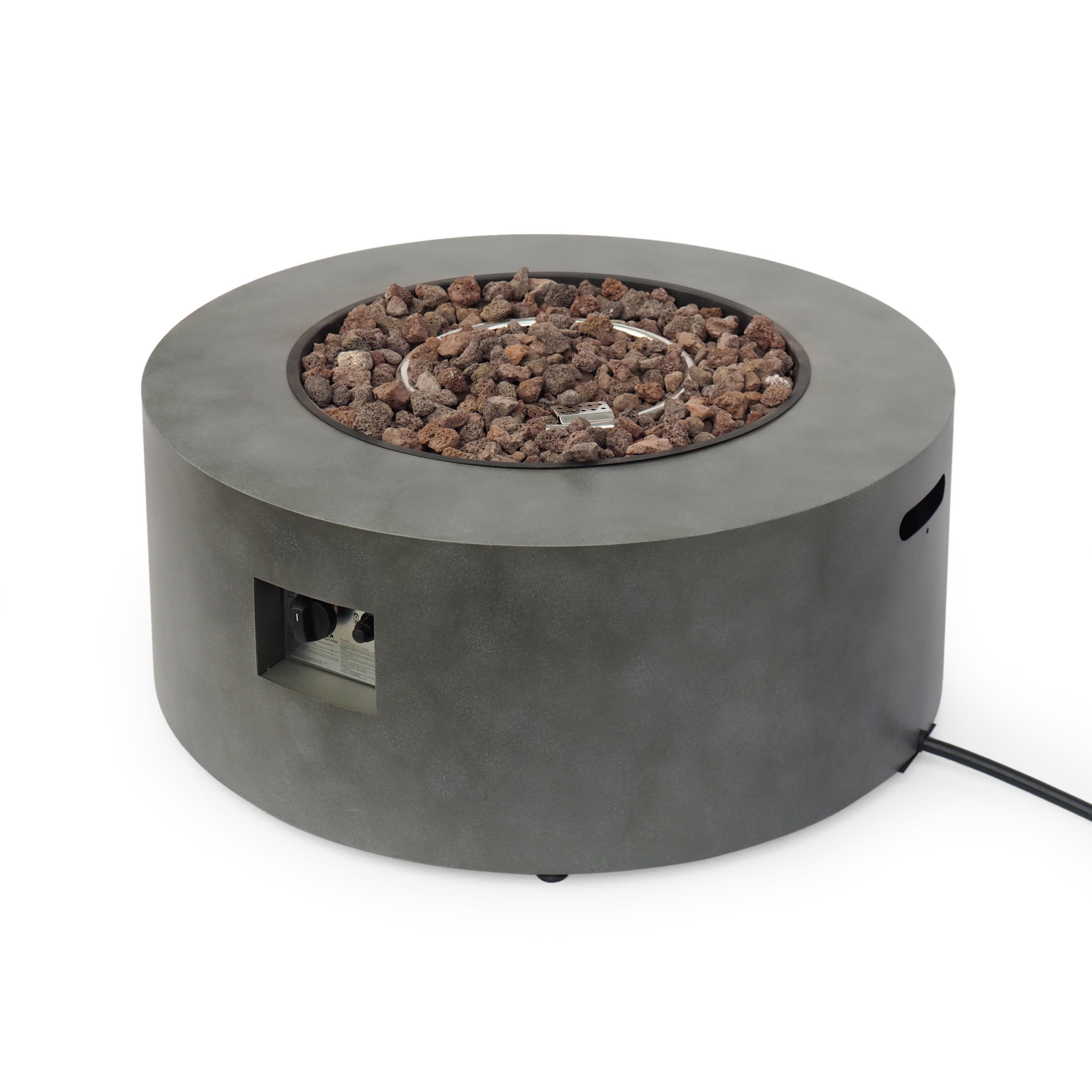 GDF Studio Jasmine Outdoor 40,000 BTU Circular Fire Pit (No Tank Holder), Concrete Finish ...