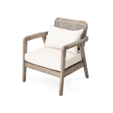 GDF Studio Cascada Outdoor Acacia Wood Club Chair with Cushion, Teak ...