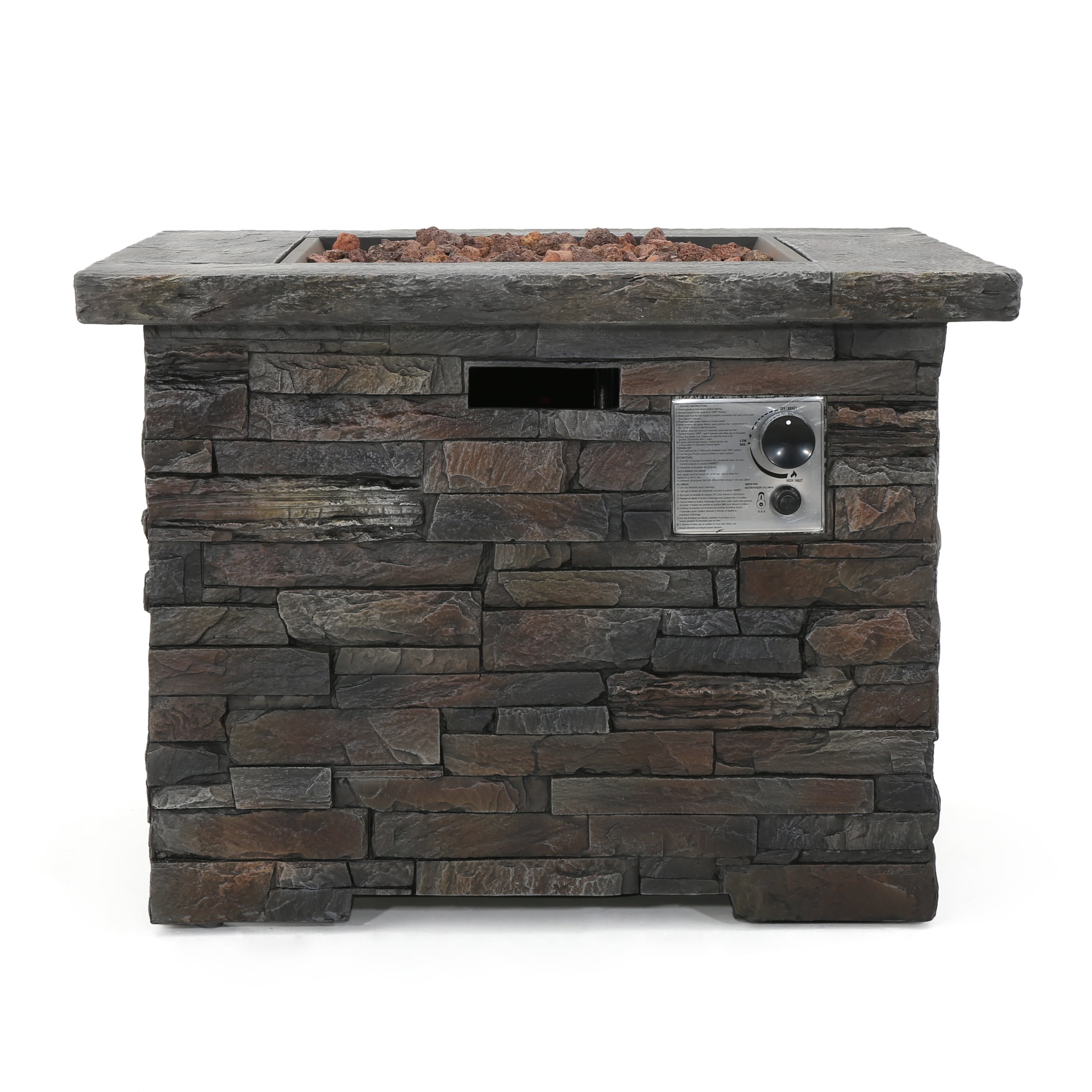 GDF Studio Joaquin Lightweight Concrete Fire Pit for Patio, Garden ...