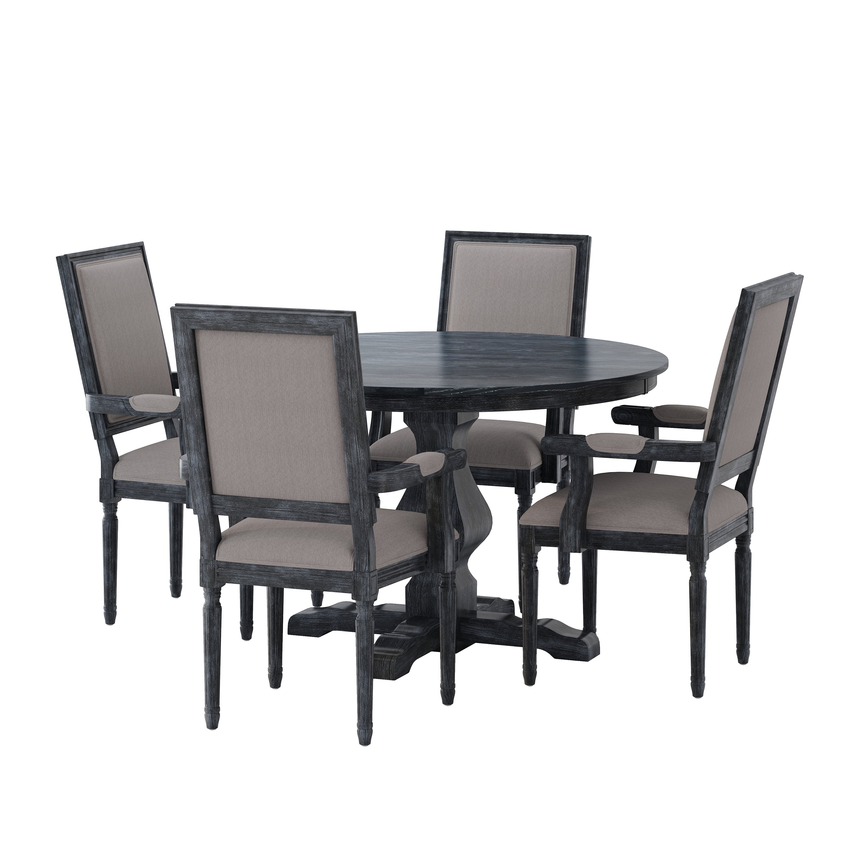 GDF Studio Joretta French Country Fabric Upholstered Wood 5 Piece ...