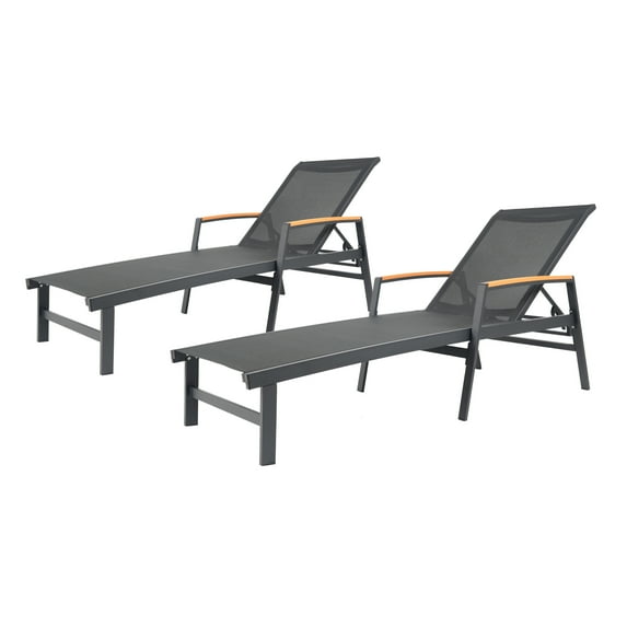 GDF Studio Joy Outdoor Aluminum Adjustable Chaise Lounges, Set of 2 ...