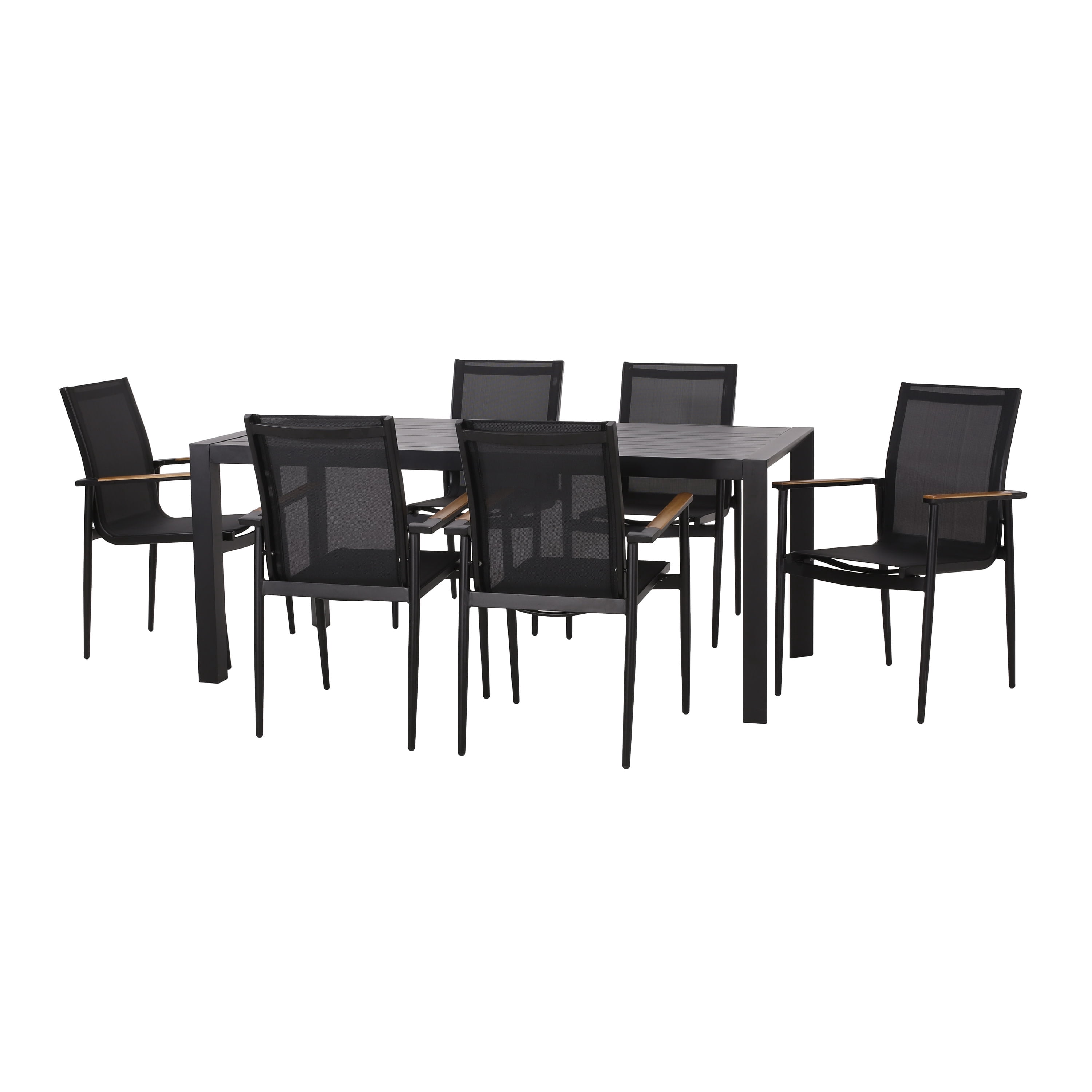 GDF Studio Kairo Outdoor Mesh and Aluminum 7 Piece Dining Set, Black ...