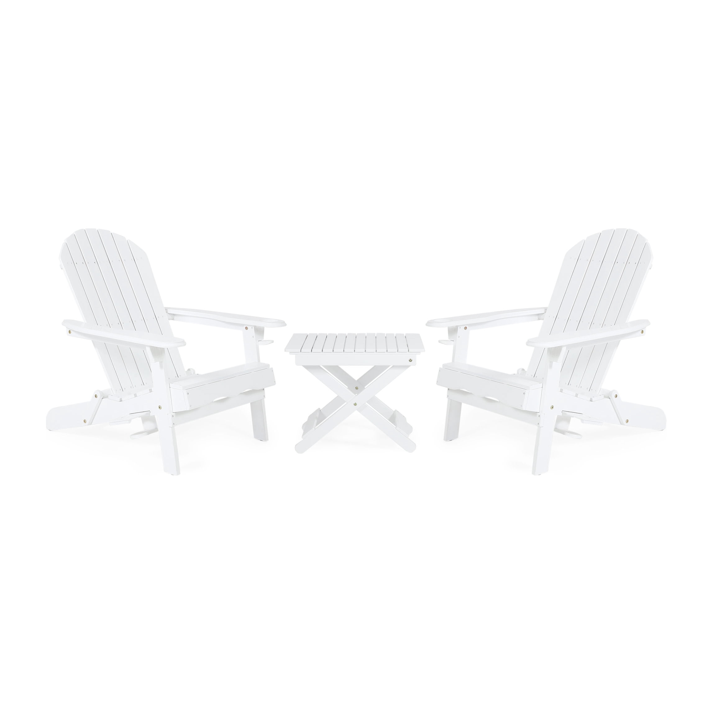 GDF Studio Kandyce Outdoor Acacia Wood Folding 3 Piece Adirondack Chat ...