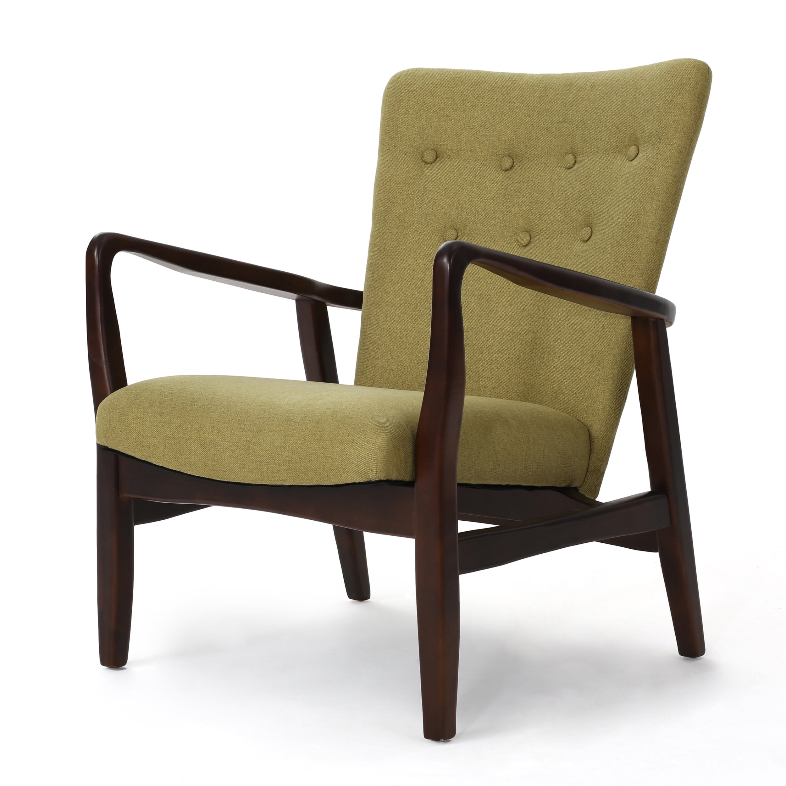 GDF Studio Kiana Mid Century Modern Fabric Tufted Club Chair, Green and ...