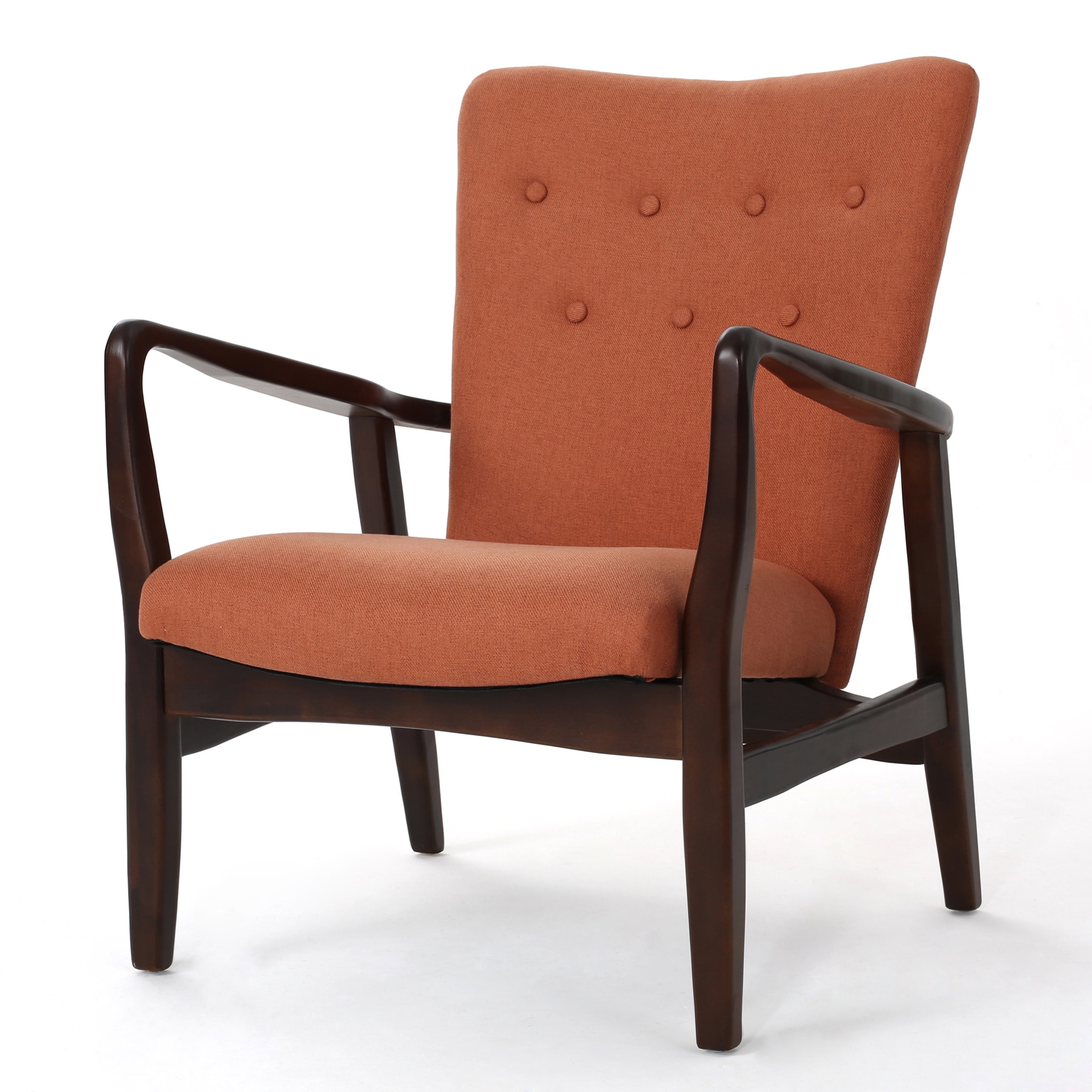 GDF Studio Kiana Mid Century Modern Fabric Tufted Club Chair, Orange ...