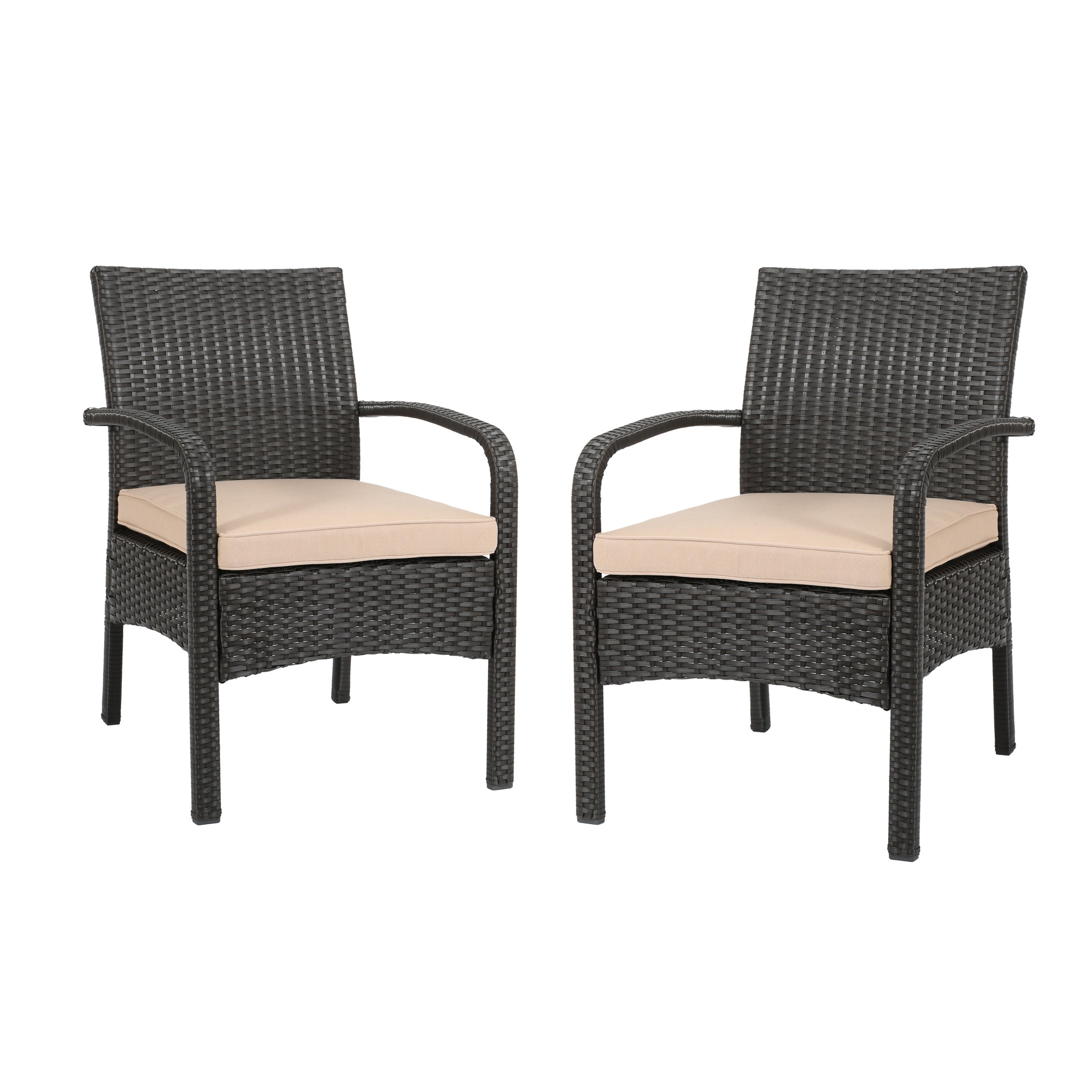 GDF Studio Kilburn Outdoor Wicker Club Chairs with Cushion, Set of 2 ...