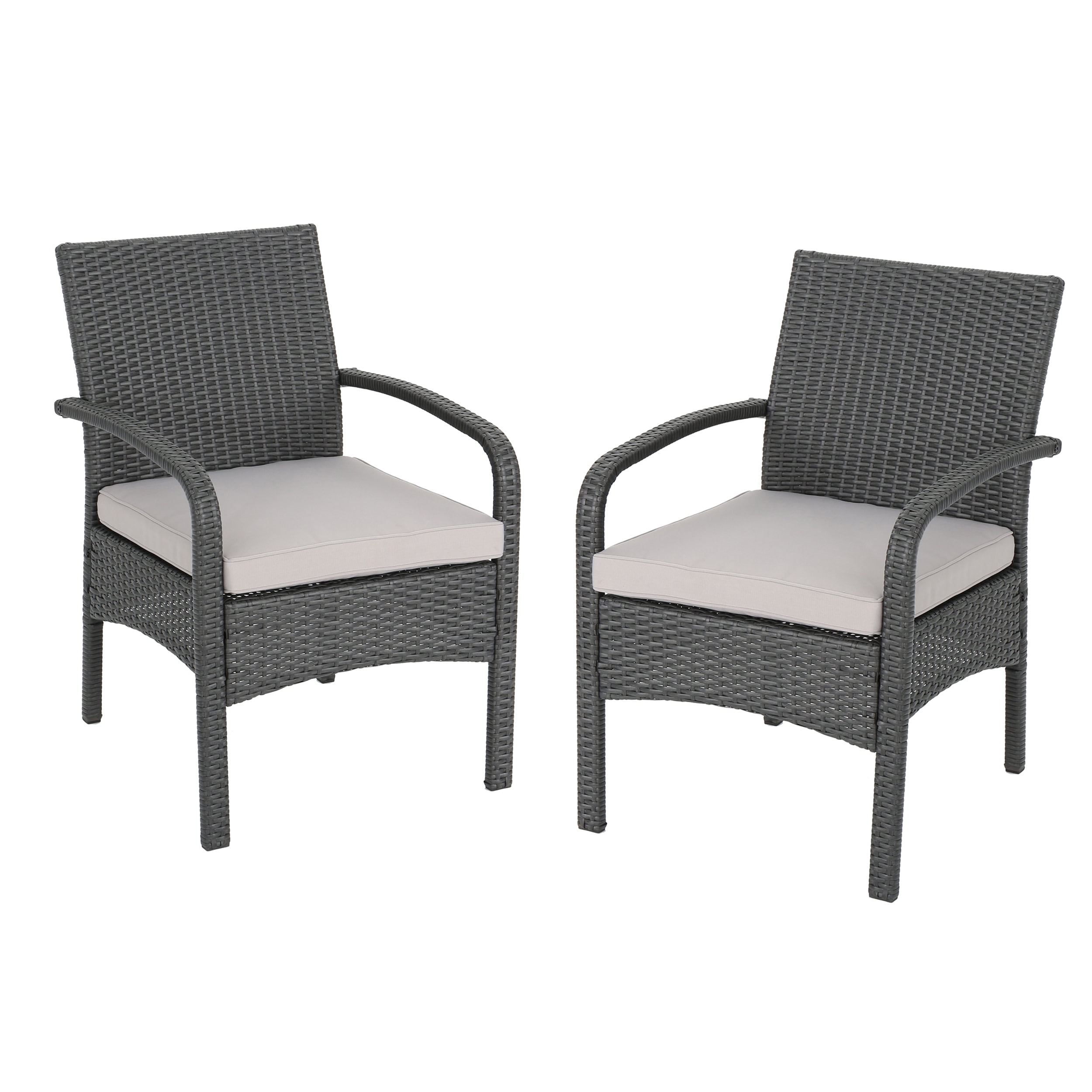 GDF Studio Kilburn Patio Rattan Woven Outdoor Club Chairs with Cushion ...