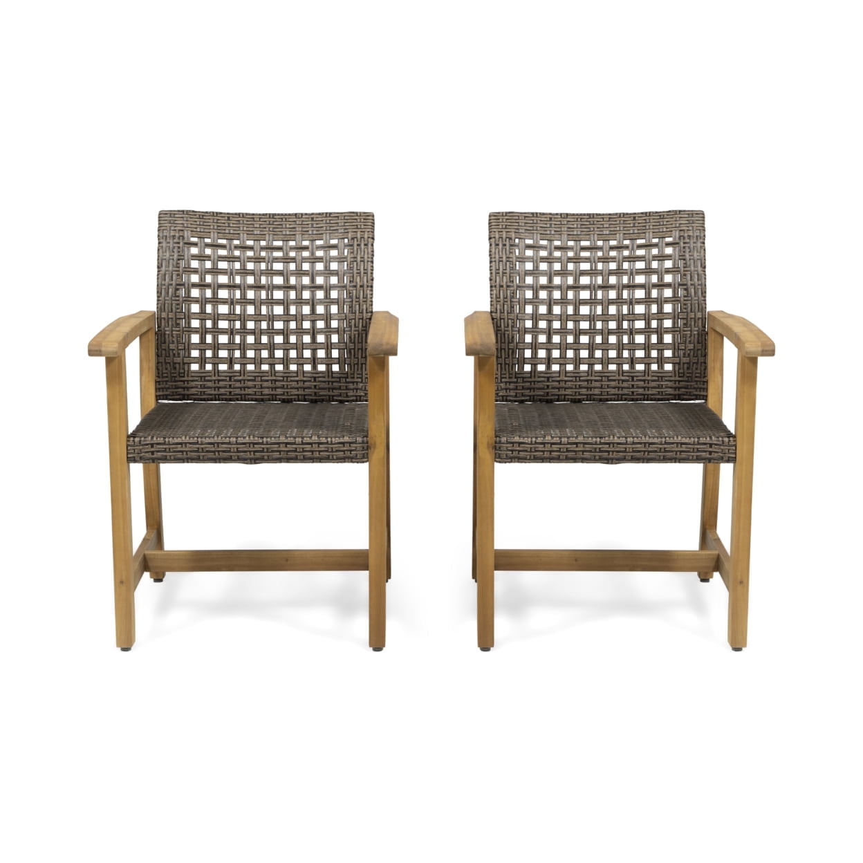 GDF Studio Levant Outdoor Acacia Wood Dining Chair (Set of 2), Teak ...