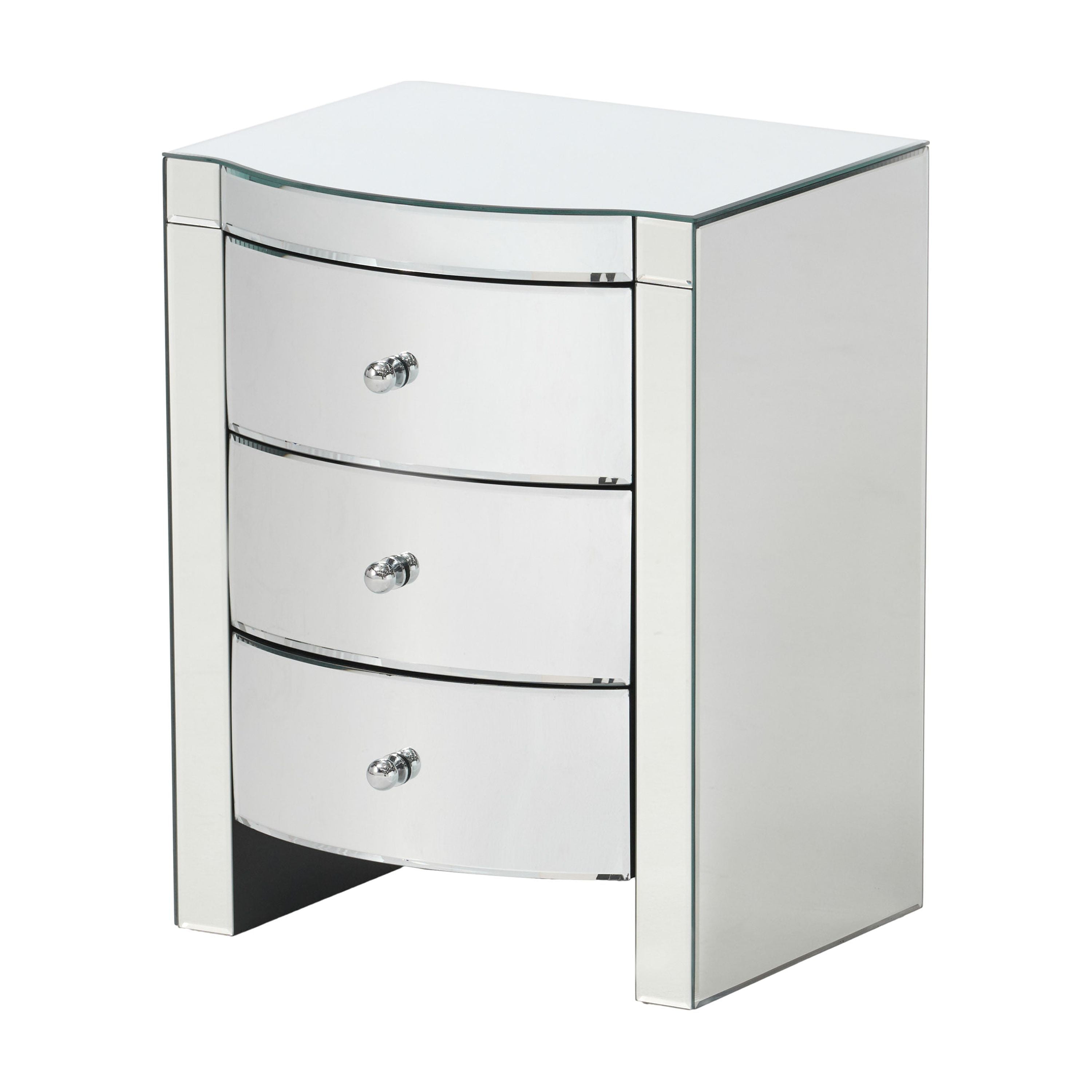 GDF Studio Lilah Mirrored Three-Drawer Side Table - Walmart.com