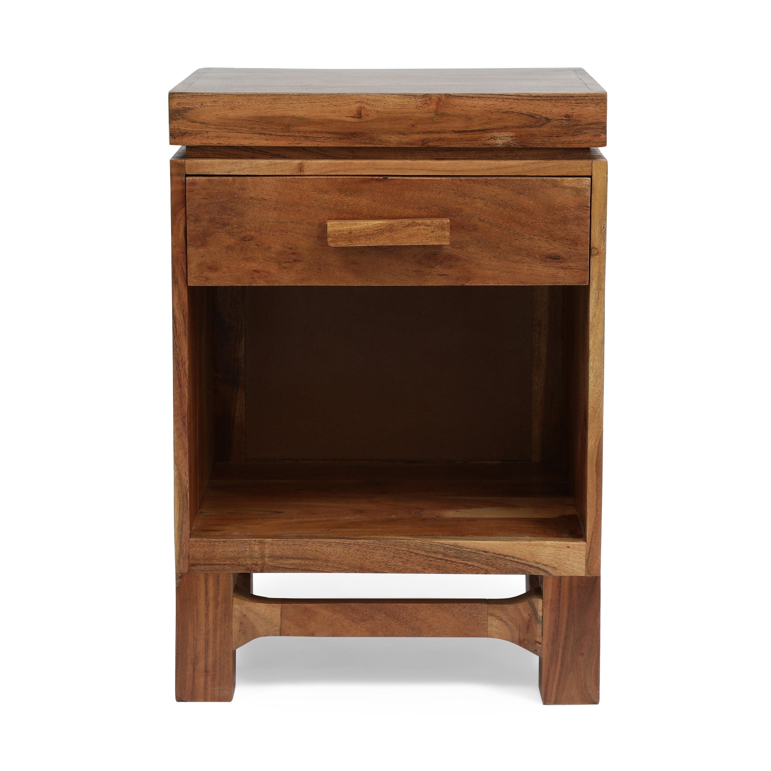 GDF Studio Lindale Boho Handmade Acacia Wood Nightstand, Natural ...