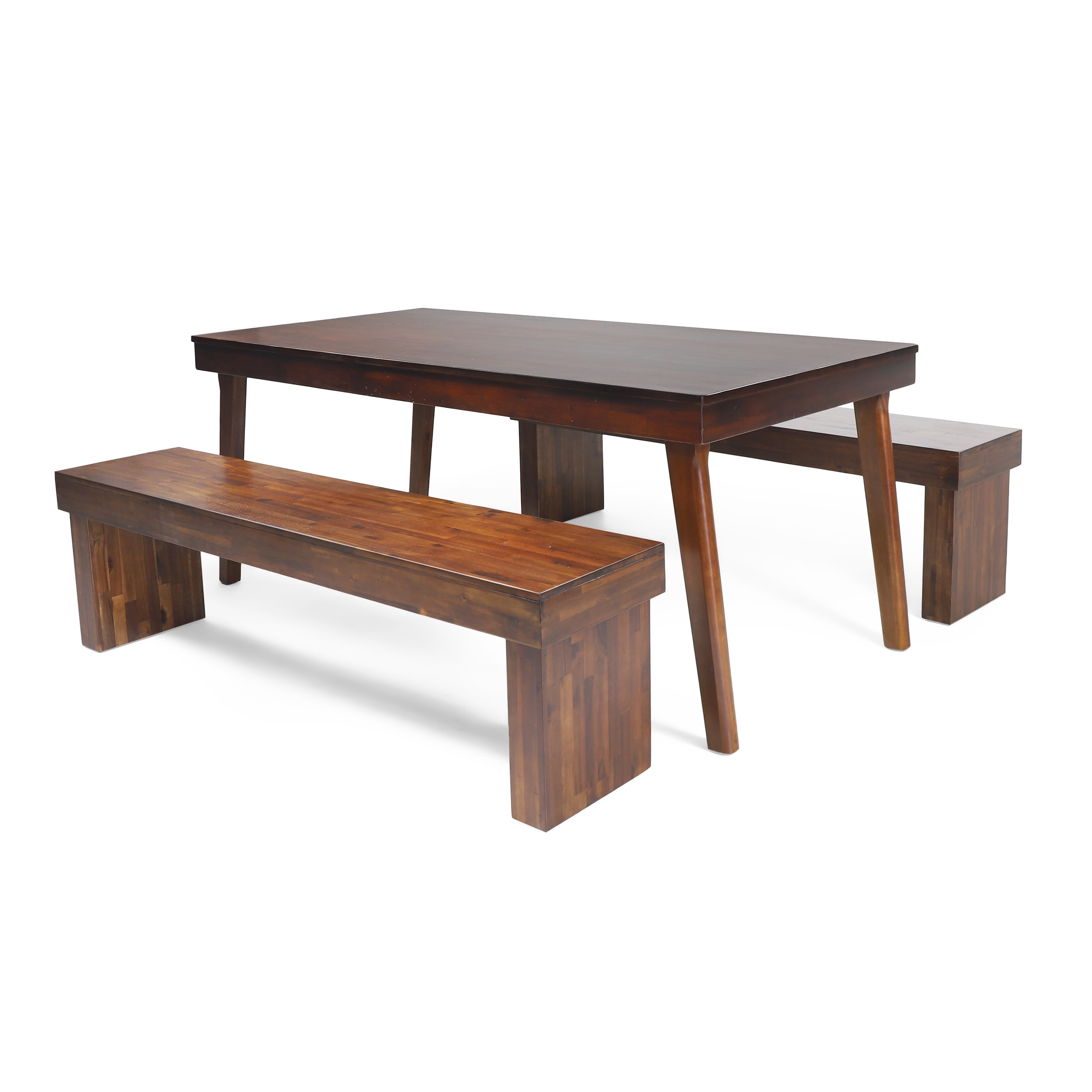 GDF Studio Logan Mid Century Modern Acacia Wood 3 Piece Dining Set with ...