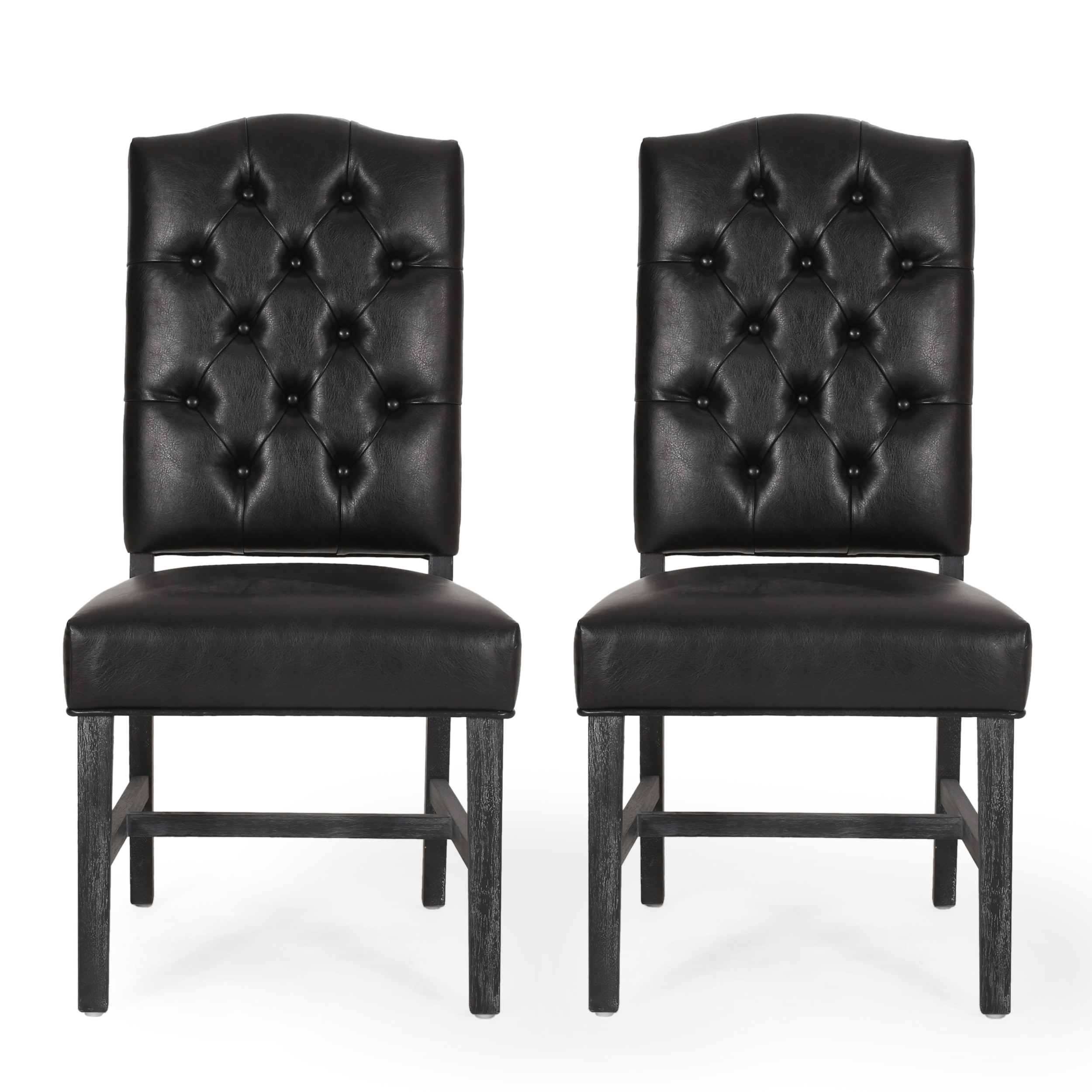 GDF Studio Loyning Contemporary Upholstered Tufted Dining Chairs, Set ...