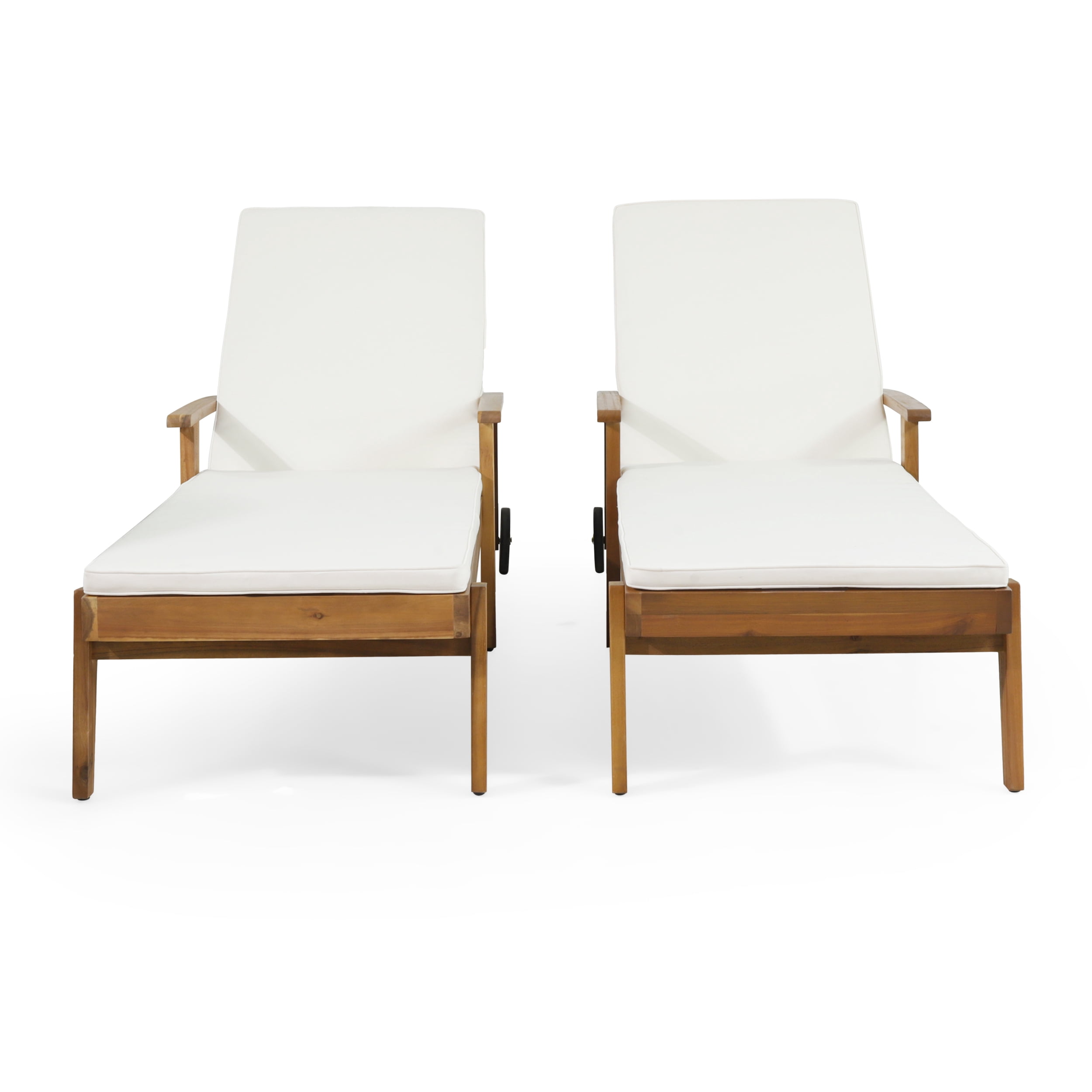 GDF Studio Lucknow Outdoor Acacia Wood Adjustable Patio Lounger with ...